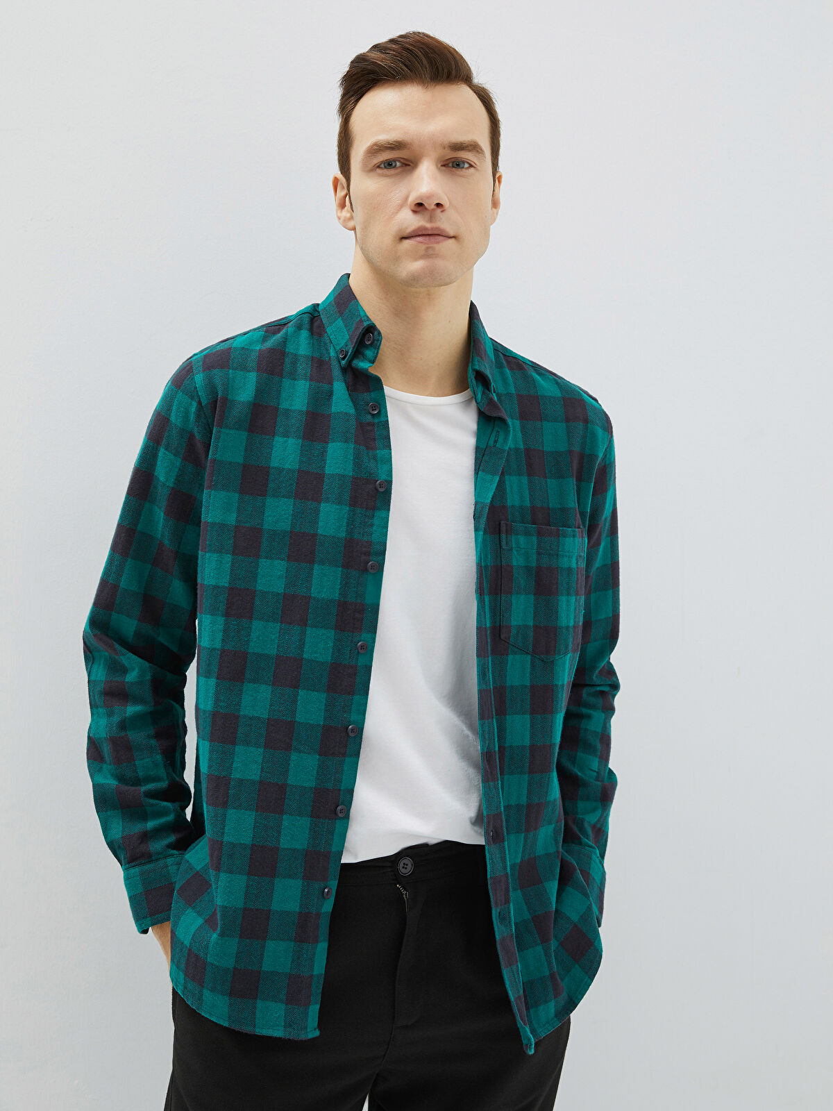 LCW CLASSIC Regular Fit Uzun Kollu Ekose Erkek Oduncu Gömlek Ceket