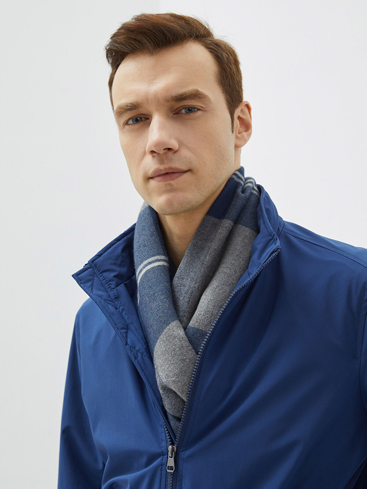 Kısa Püskül Detaylı Ekose Erkek Atkı