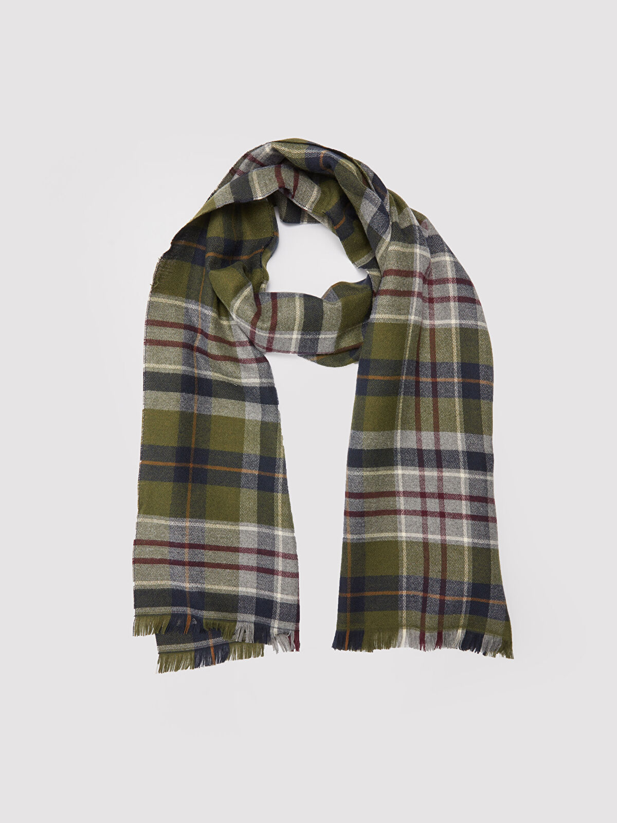 Kısa Püskül Detaylı Ekose Erkek Atkı