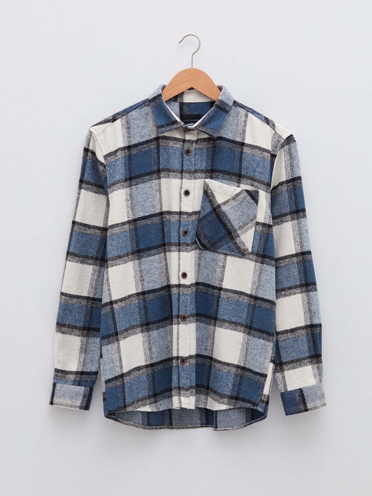 LCW CASUAL Regular Fit Uzun Kollu Ekose Gabardin Erkek Gömlek Ceket