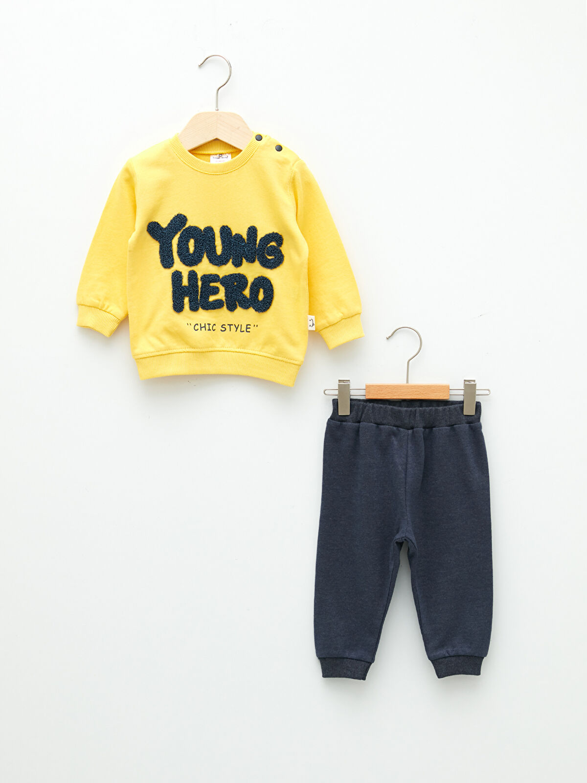 Luggi Baby Bisiklet Yaka Baskılı Pamuklu Erkek Bebek 2'li Takım