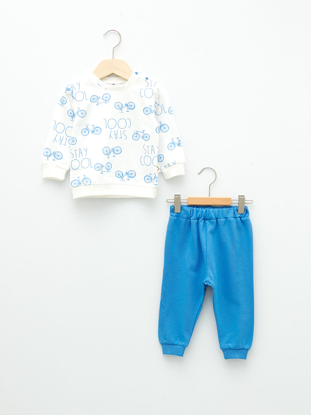 Luggi Baby Bisiklet Yaka Baskılı Pamuklu Erkek Bebek 2'li Takım