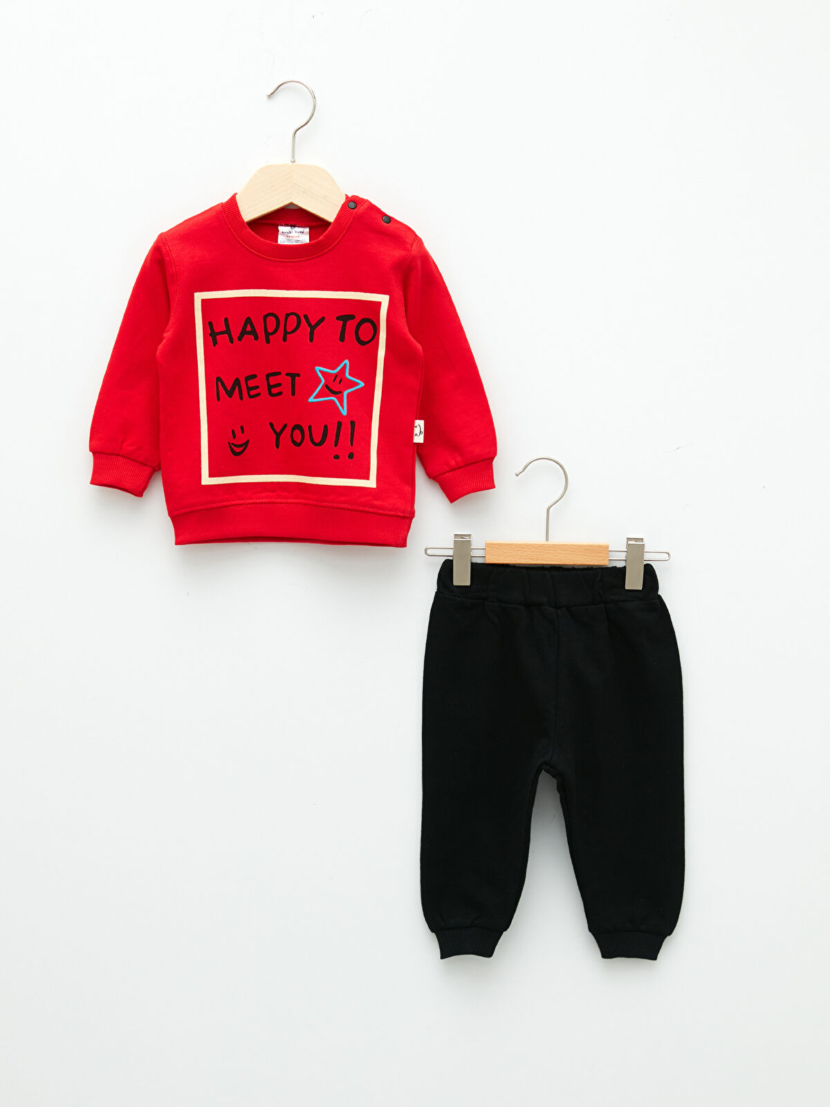 Luggi Baby Bisiklet Yaka Baskılı Pamuklu Erkek Bebek 2'li Takım