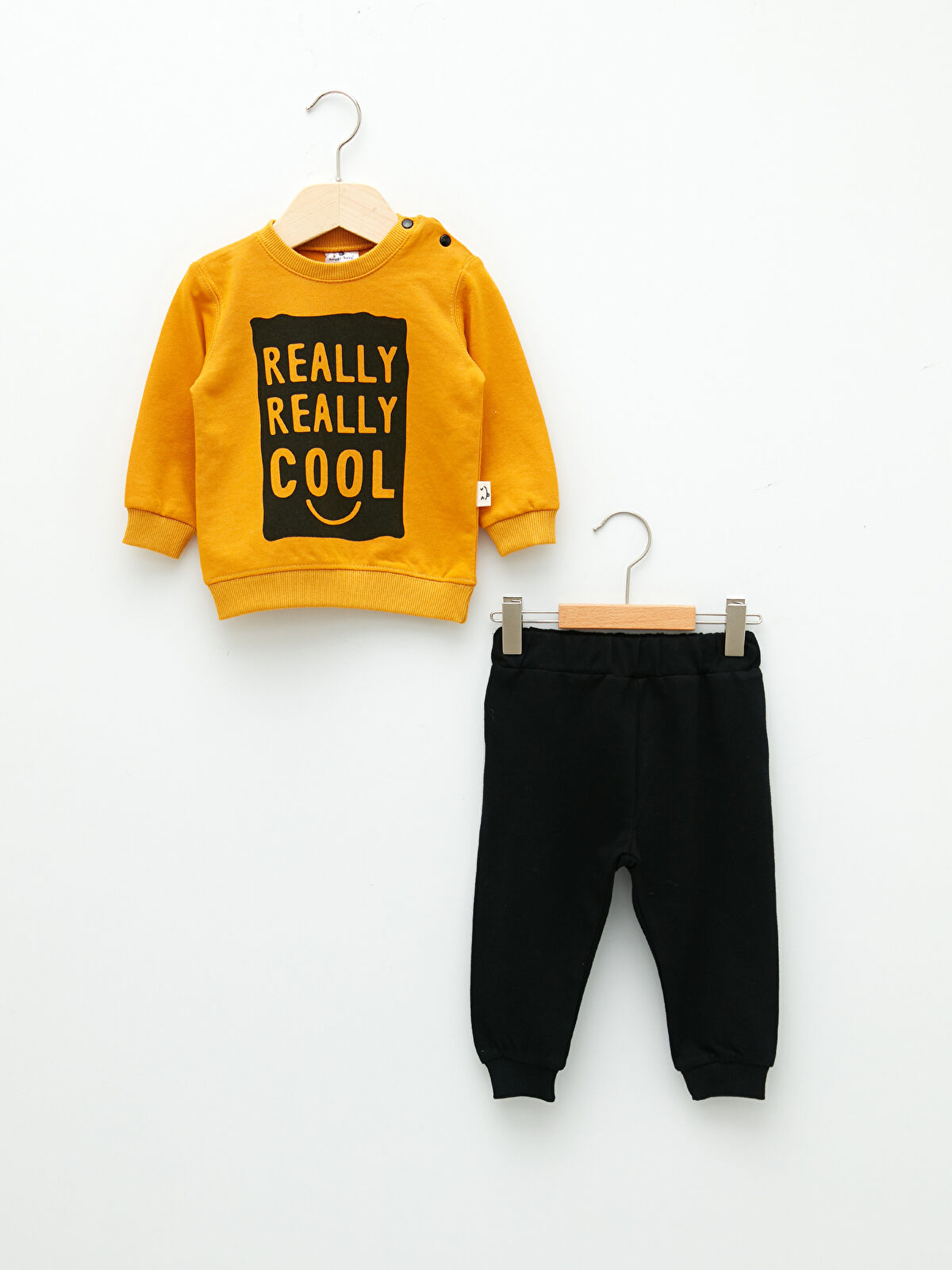 Luggi Baby Bisiklet Yaka Baskılı Pamuklu Erkek Bebek 2'li Takım