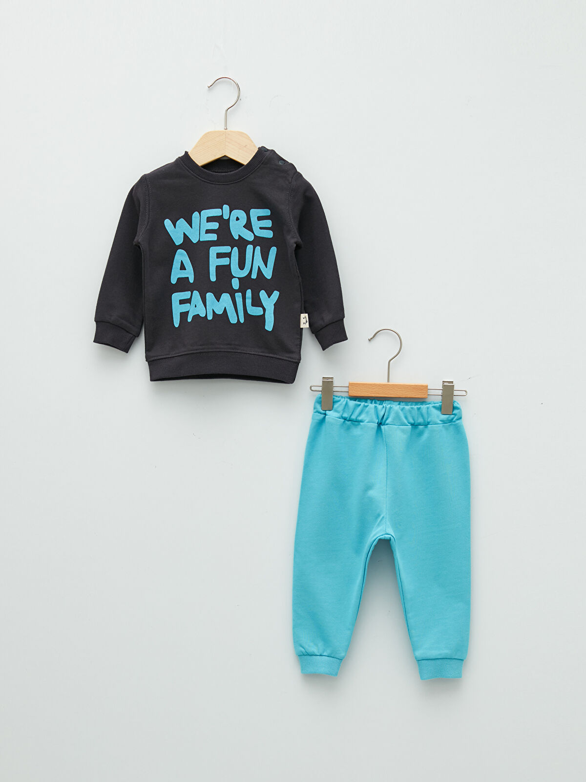 Luggi Baby Bisiklet Yaka Baskılı Pamuklu Erkek Bebek 2'li Takım