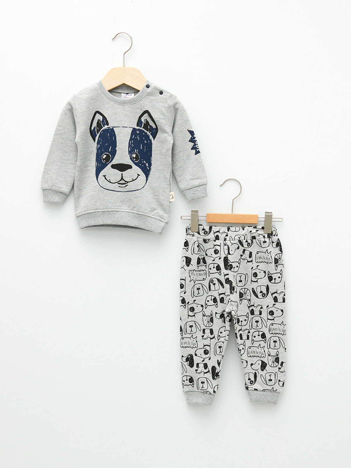 Luggi Baby Bisiklet Yaka Baskılı Pamuklu Erkek Bebek 2'li Takım