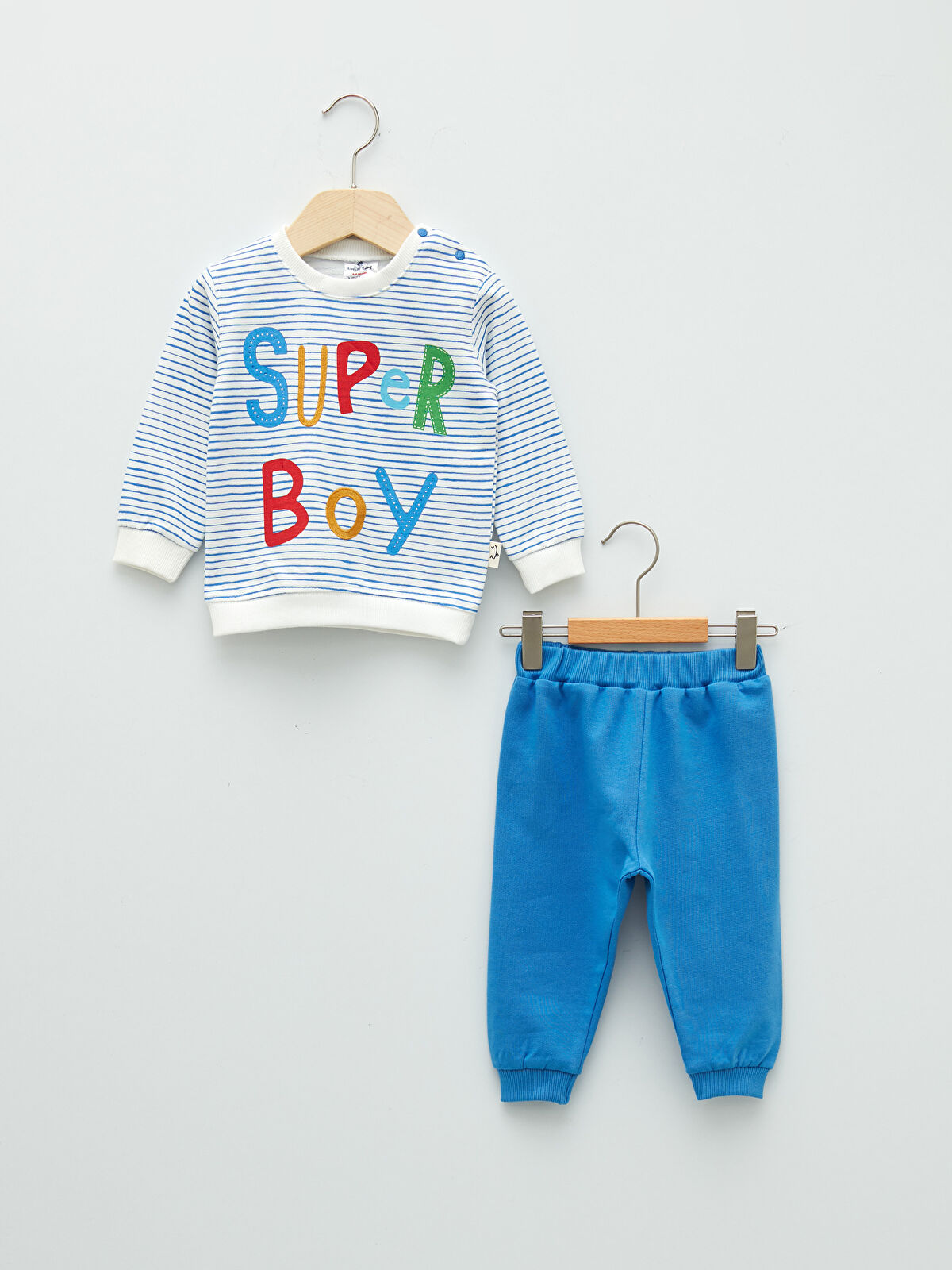 Luggi Baby Bisiklet Yaka Baskılı Pamuklu Erkek Bebek 2'li Takım