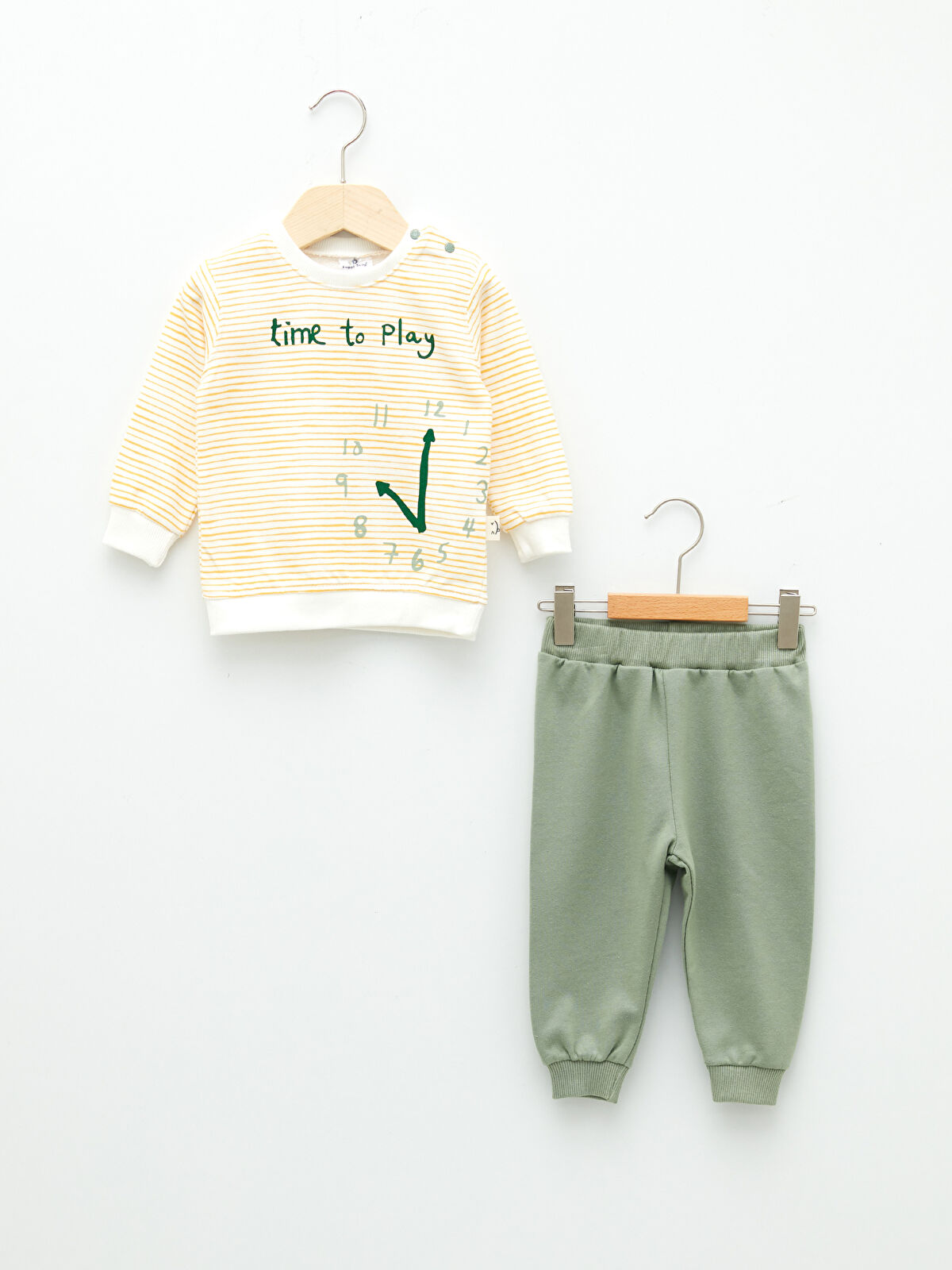 Luggi Baby Bisiklet Yaka Baskılı Pamuklu Erkek Bebek 2'li Takım