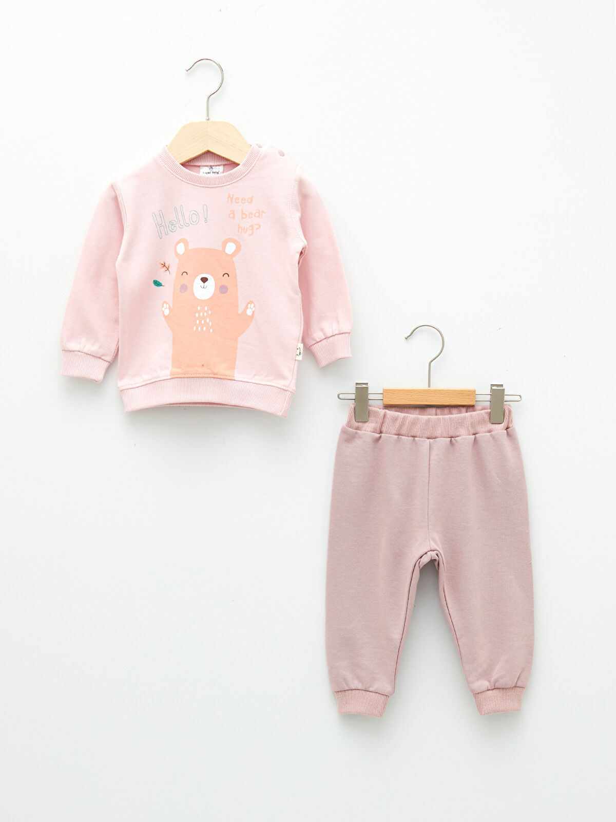 Luggi Baby Bisiklet Yaka Baskılı Pamuklu Kız Bebek 2'li Takım