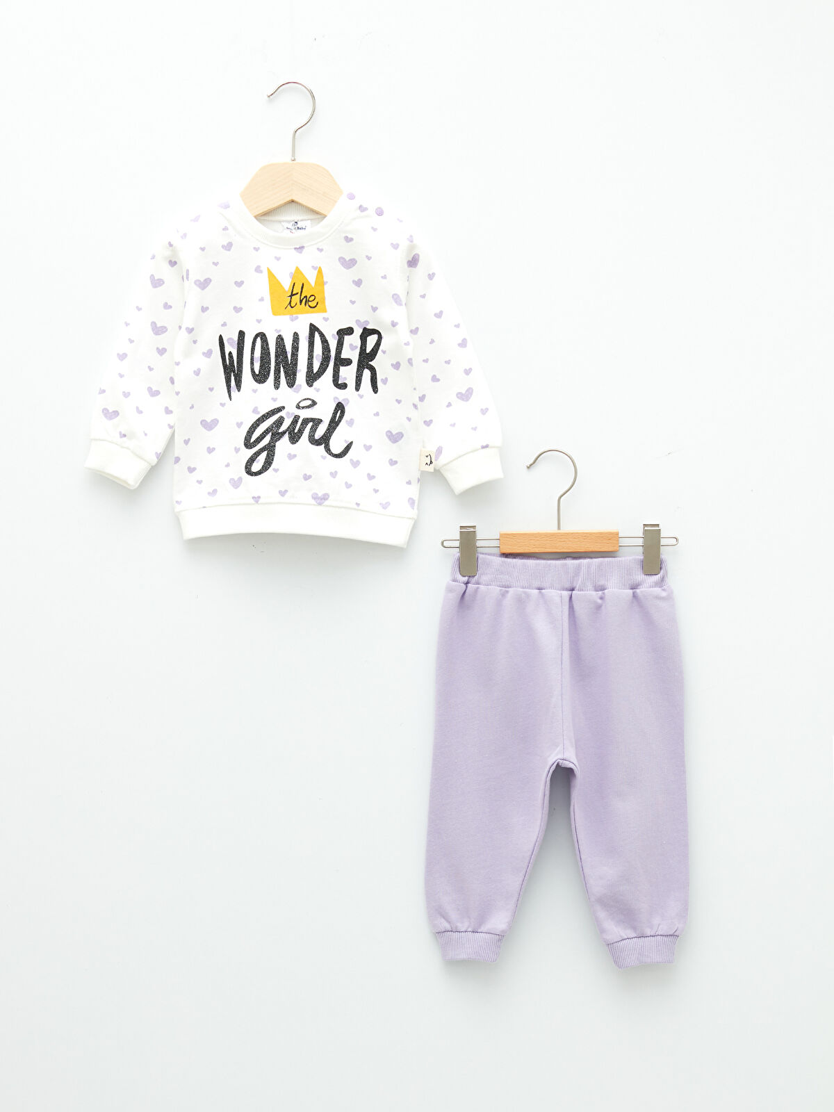 Luggi Baby Bisiklet Yaka Baskılı Pamuklu Kız Bebek 2'li Takım