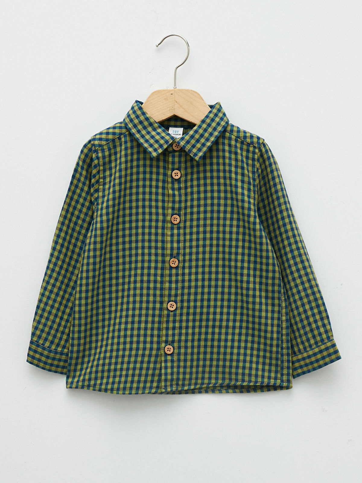 Uzun Kollu Ekose Desenli Gabardin Erkek Bebek Gömlek