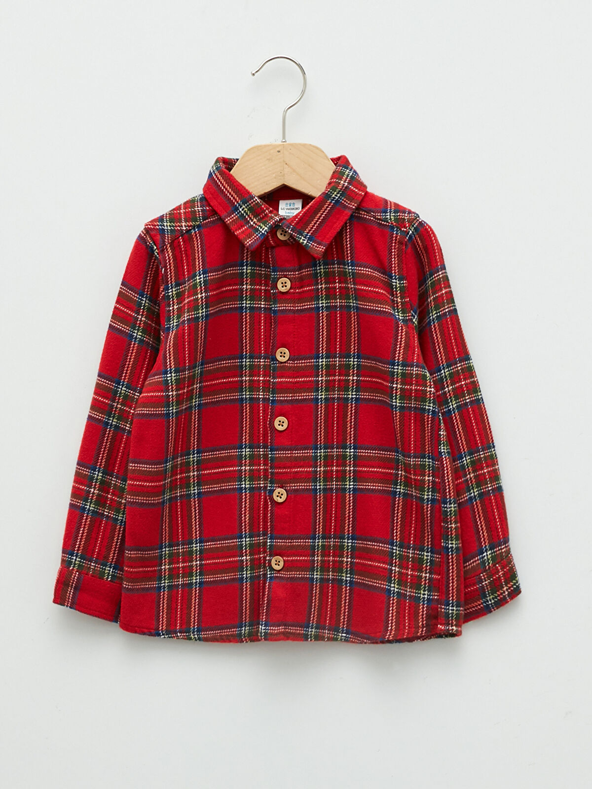 Uzun Kollu Ekose Desenli Gabardin Erkek Bebek Gömlek