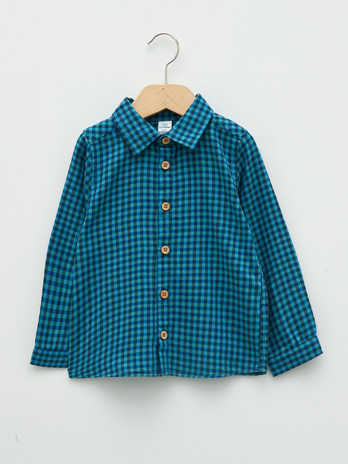 Uzun Kollu Ekose Desenli Gabardin Erkek Bebek Gömlek