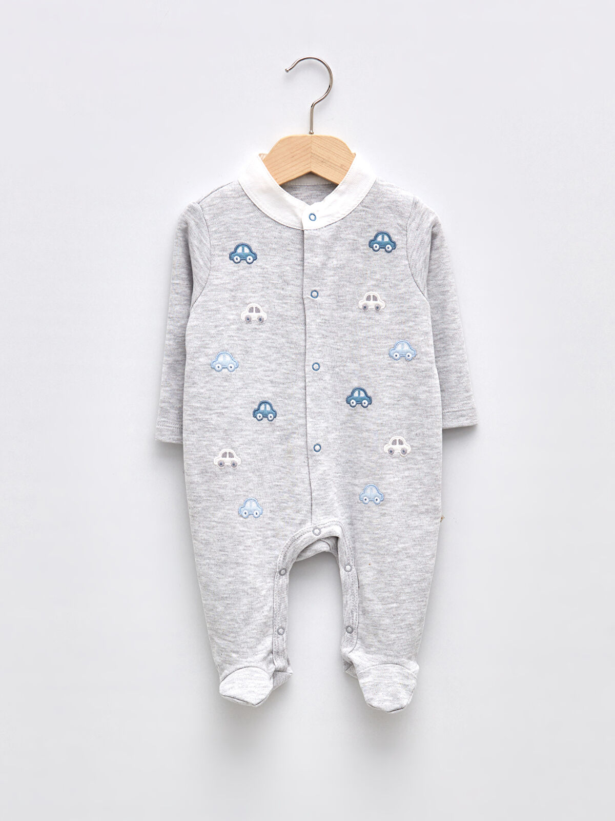 For My Baby Bisiklet Yaka Uzun Kollu Nakış Detaylı Erkek Bebek Tulum