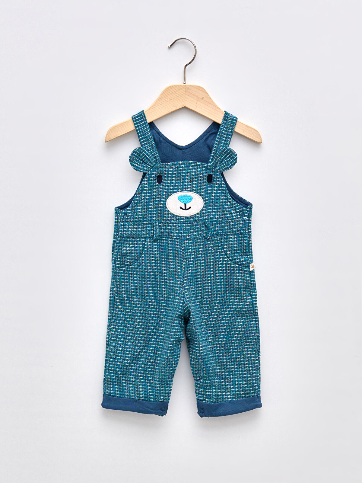 For My Baby Kare Yaka Kendinden Desenli Erkek Bebek Salopet For My Baby Kare Yaka Kendinden Desenli Erkek Bebek Salopet