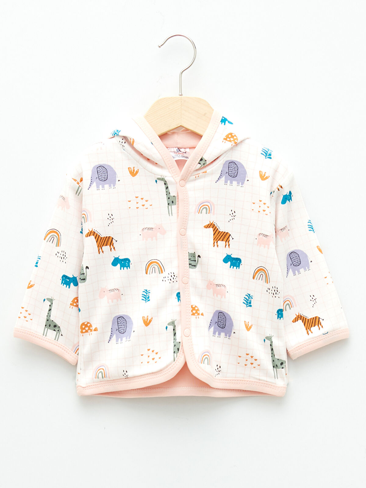 Luggi Baby Baskılı Kapüşonlu Kız Bebek Hırka