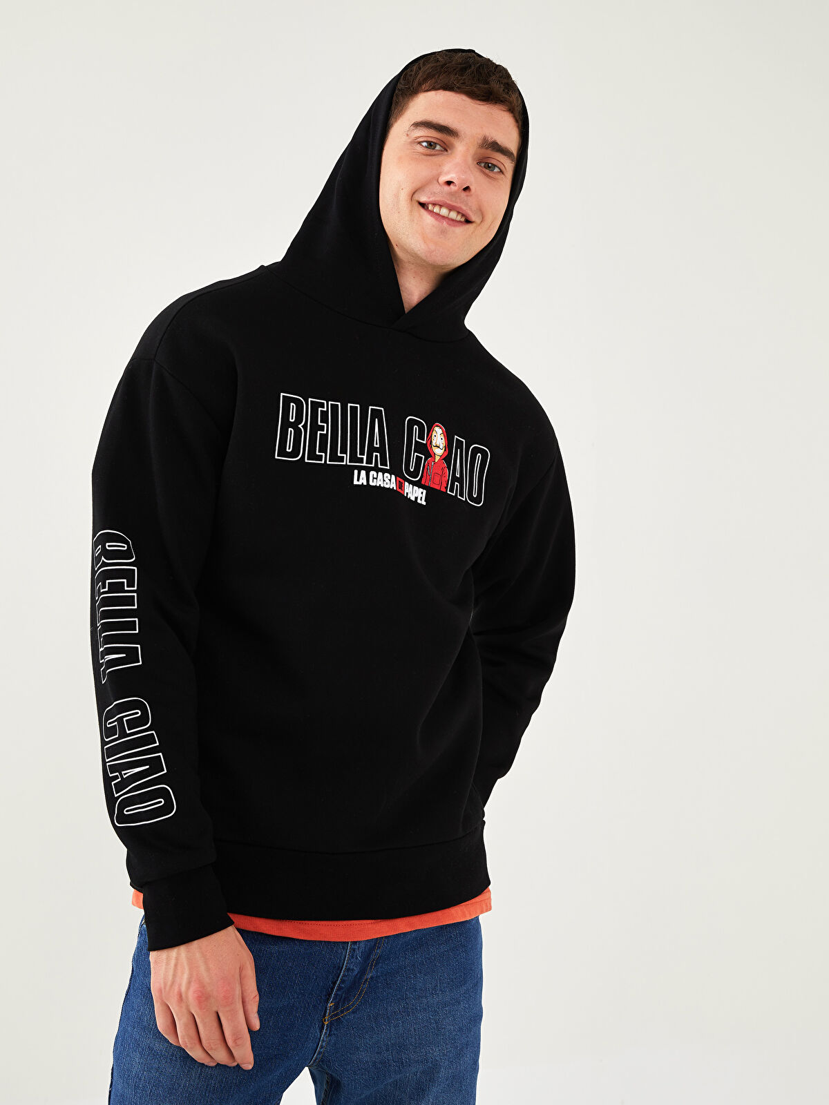 XSIDE Oversize Kapüşonlu Uzun Kollu La Casa De Papel Baskılı Erkek Sweatshirt