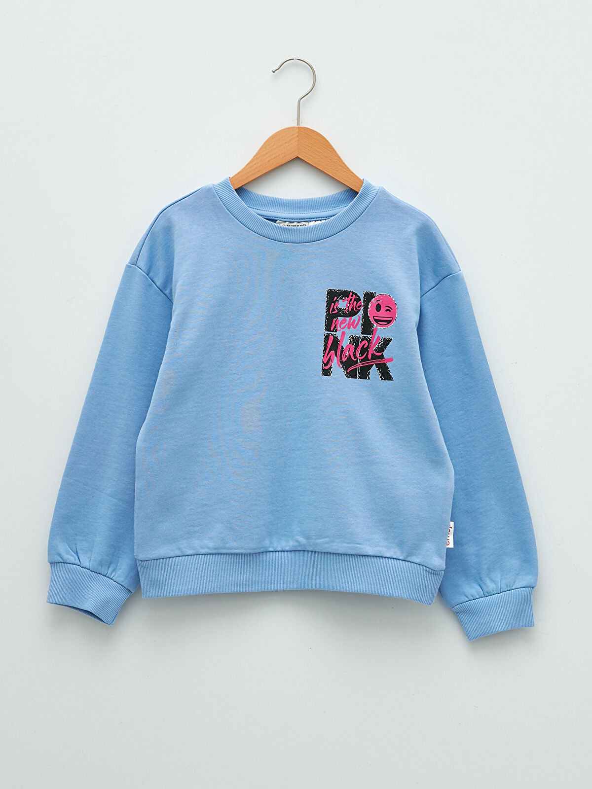 Bisiklet Yaka Emoji Baskılı Uzun Kollu Kız Çocuk Sweatshirt