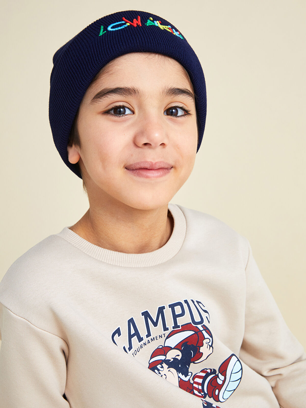 Erkek Çocuk LC Waikiki Yazısı Nakışlı Triko Bere