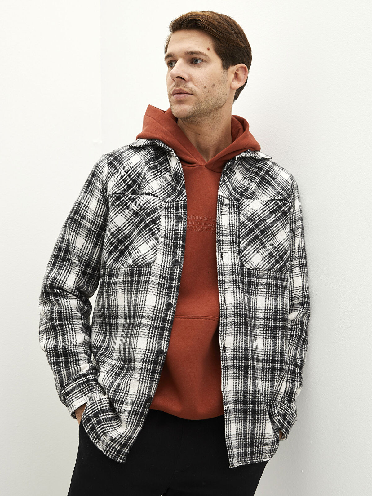 LCW VISION Rahat Kalıp Uzun Kollu Ekose Erkek Gömlek Ceket