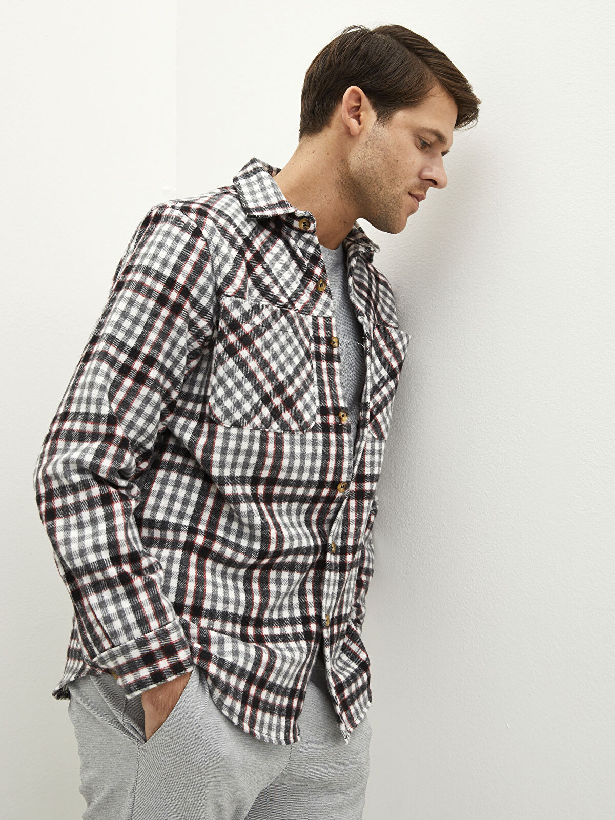 LCW VISION Rahat Kalıp Uzun Kollu Ekose Erkek Gömlek Ceket