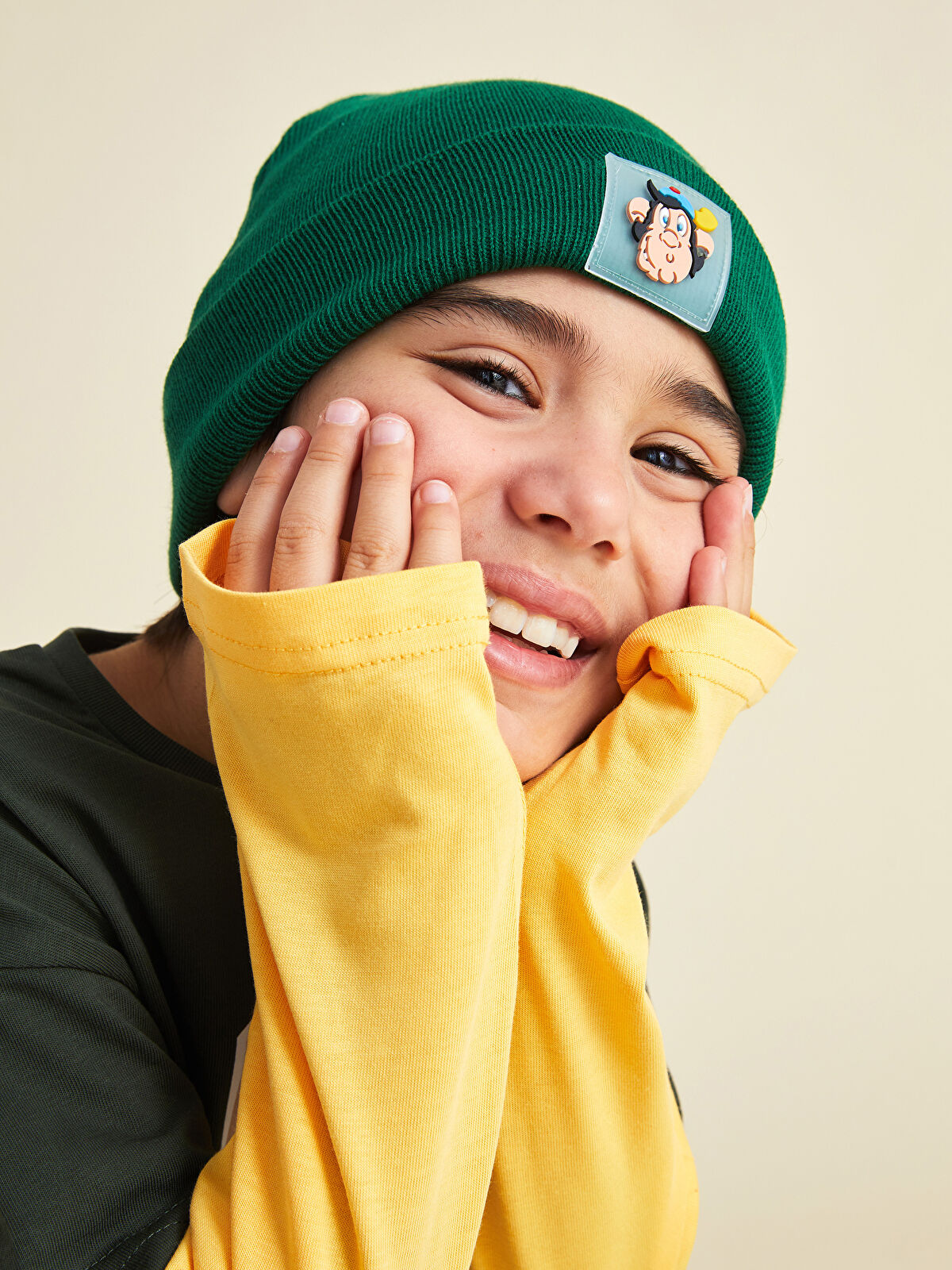 Nostaljik Maymun Baskılı Erkek Çocuk Triko Bere