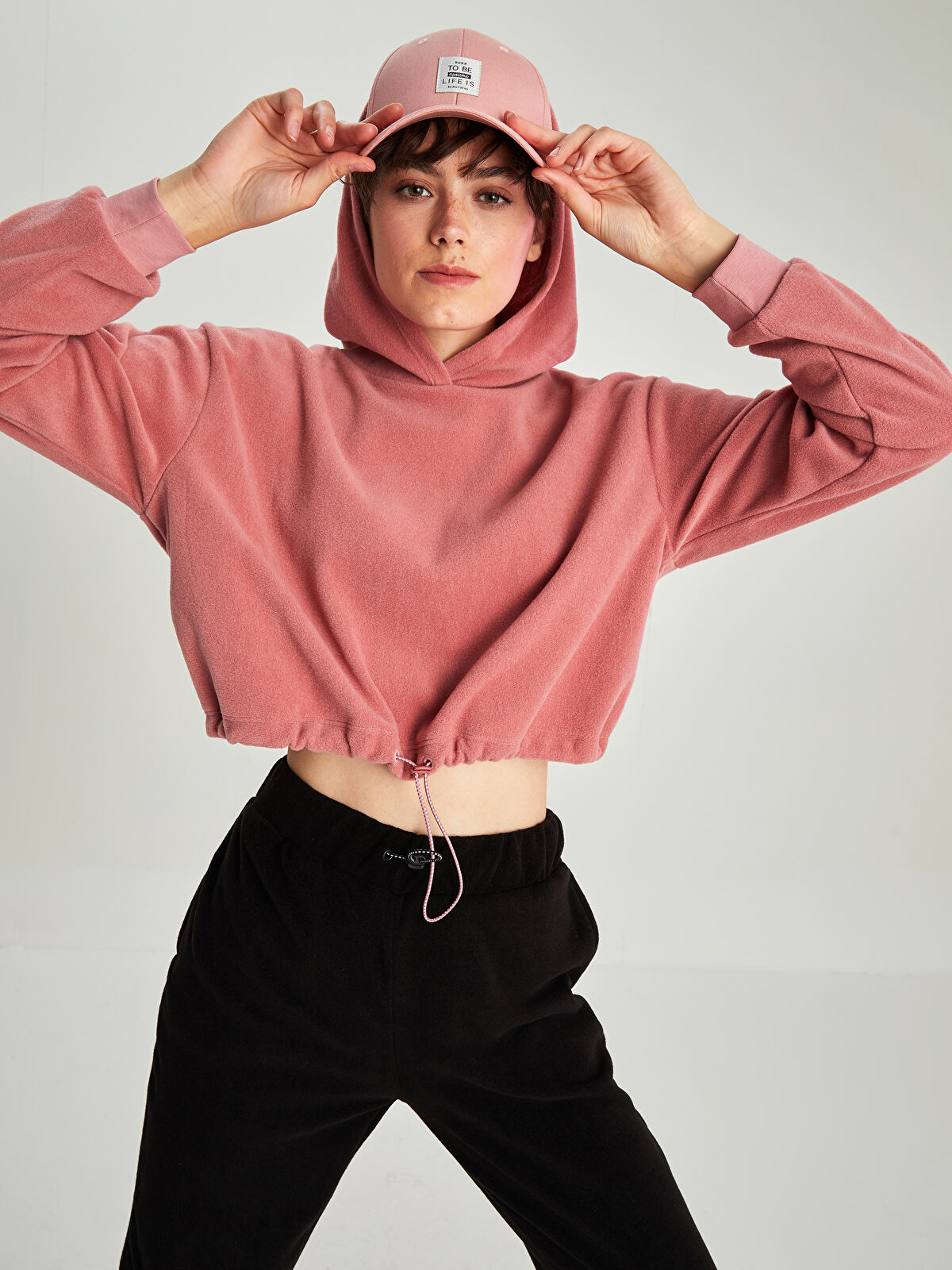 Kapüşonlu Düz Uzun Kollu Kadın Outdoor Sweatshirt