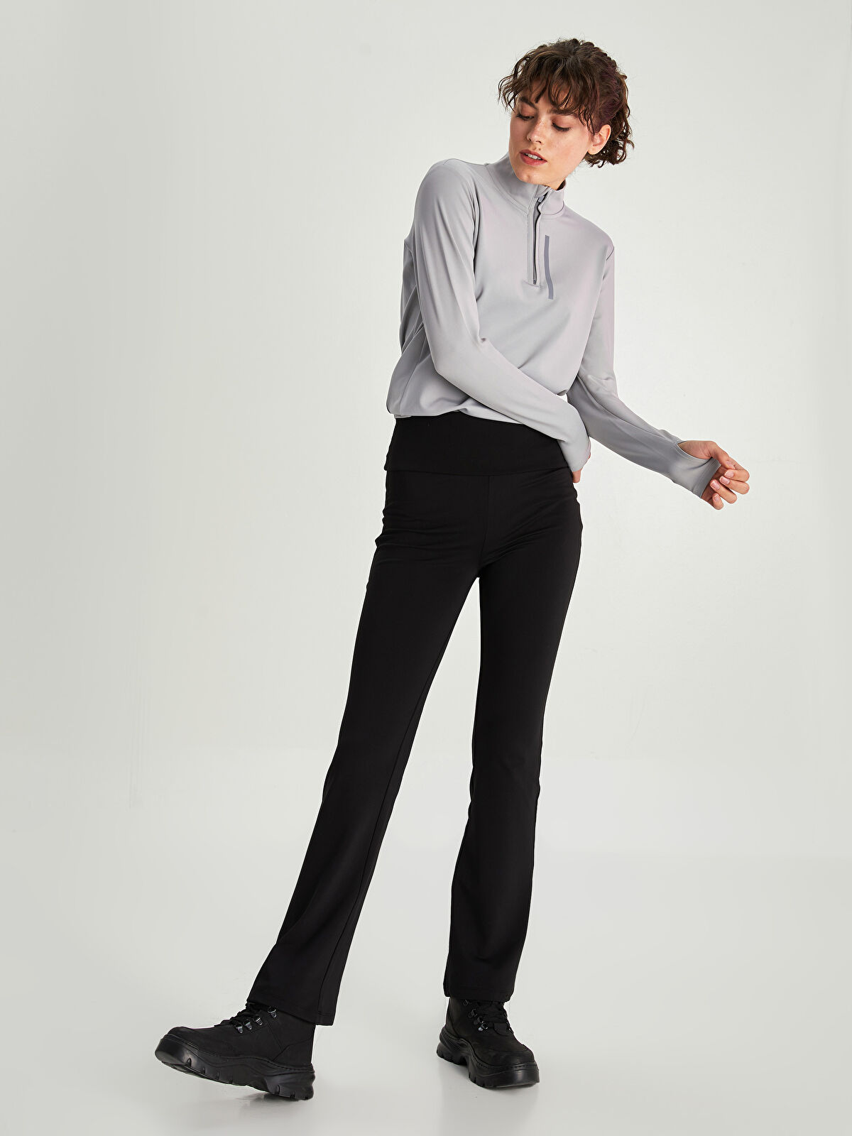 Beli Lastikli Düz Geniş Paça Kadın Outdoor Eşofman Altı