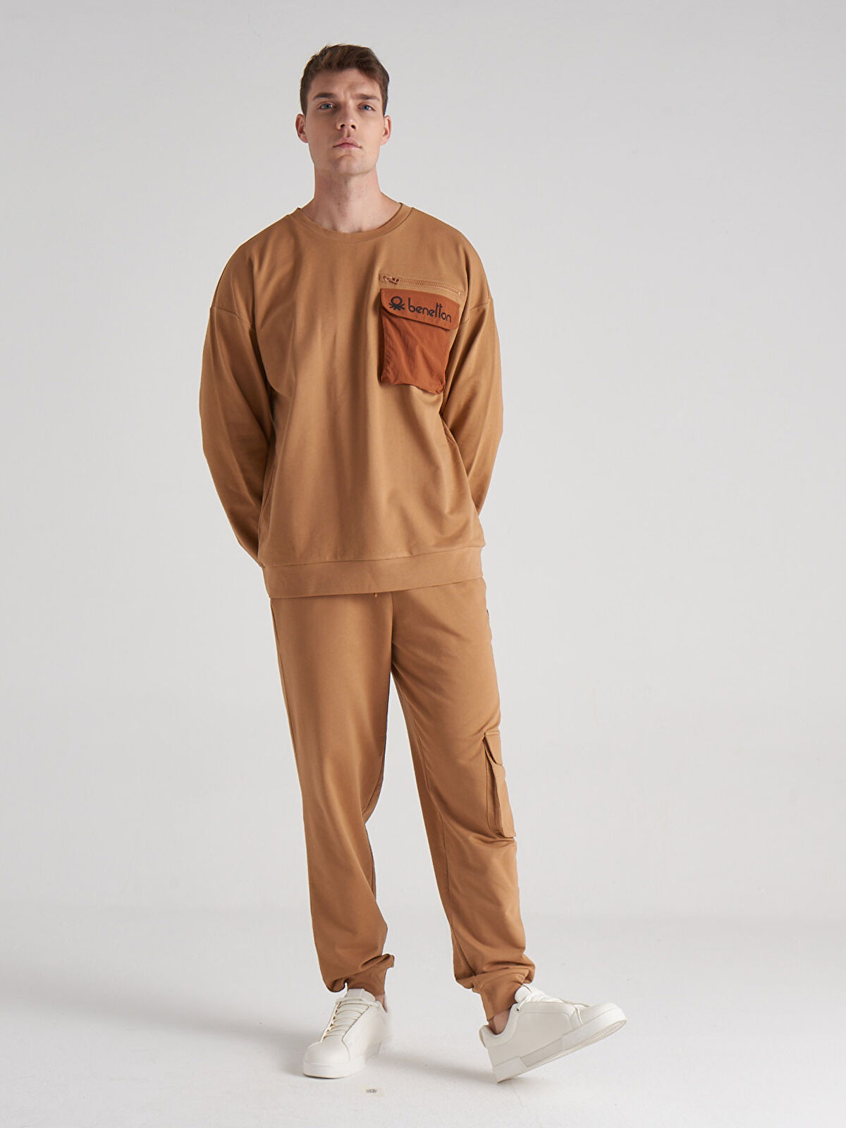 Benetton Beli Lastikli Erkek Kargo Eşofman Altı