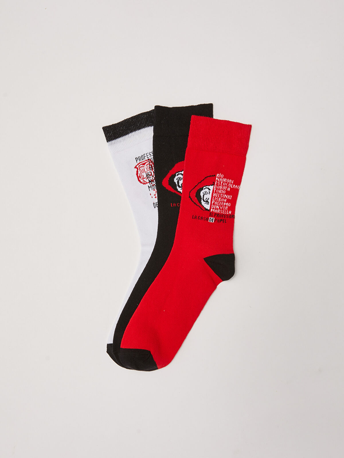 La Casa De Papel Baskılı Erkek Soket Çorap 3'lü