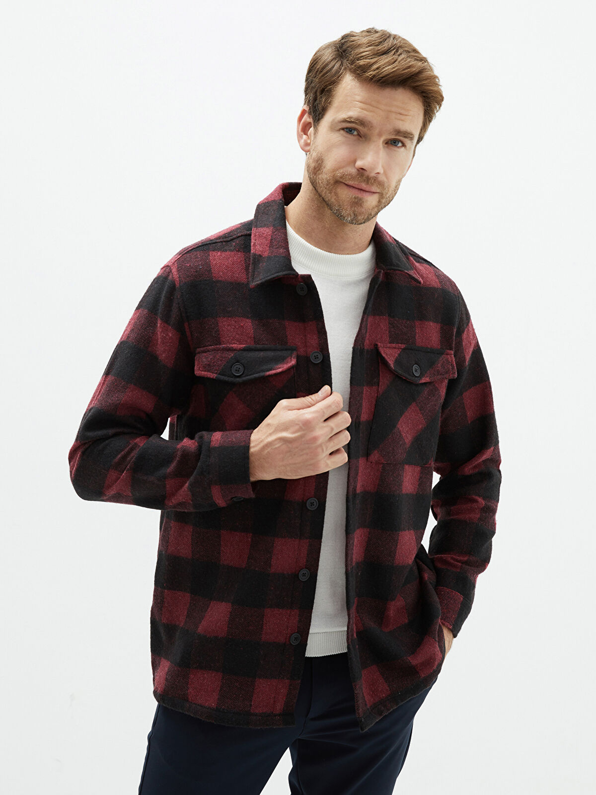 LCW CLASSIC Regular Fit Uzun Kollu Ekose Erkek Oduncu Gömlek Ceket