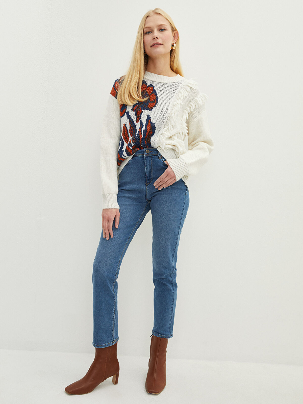 LCW BASIC Skinny Fit Düz Cep Detaylı Kadın Rodeo Jean Pantolon