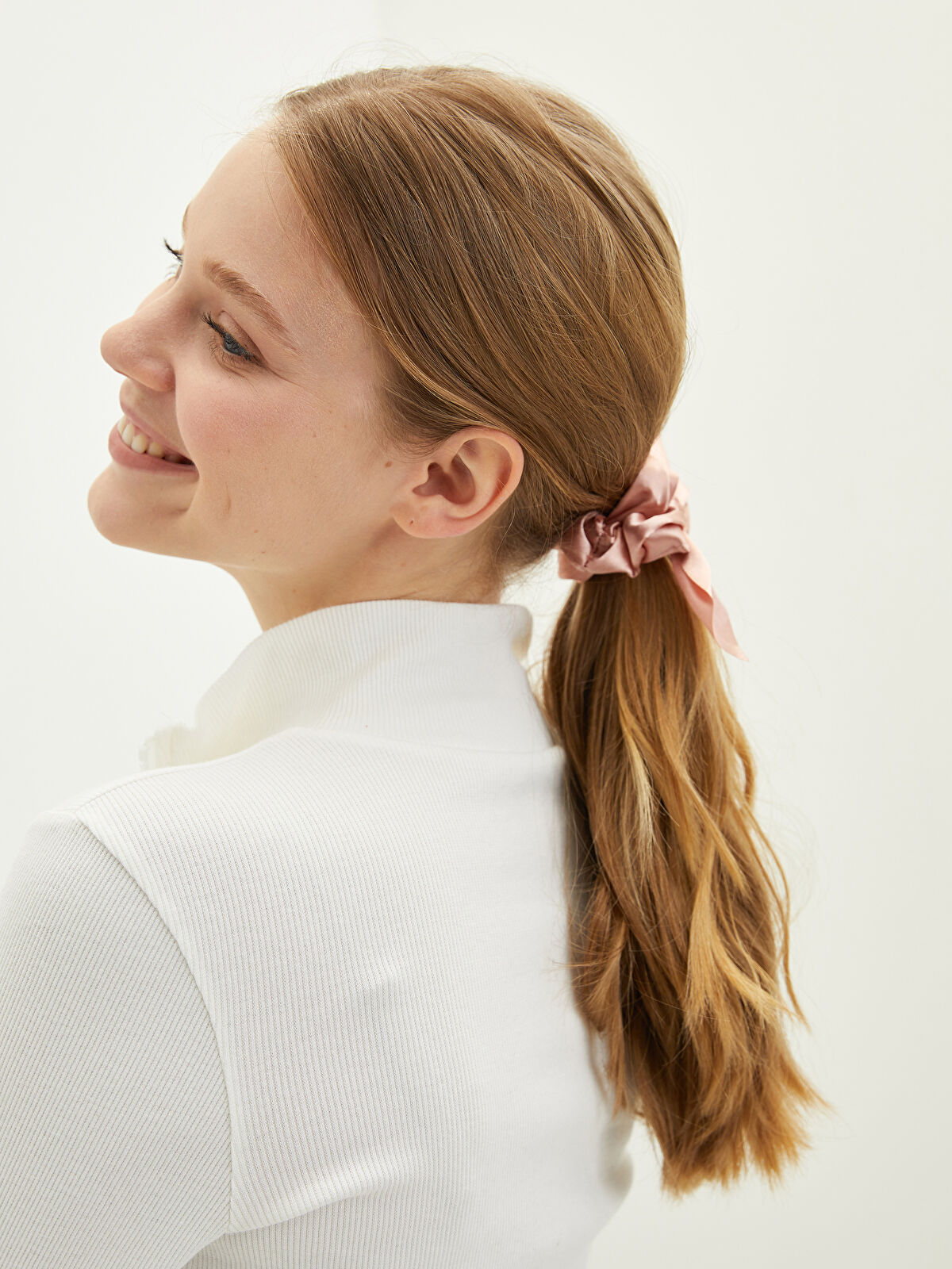 Saten Kumaştan Fiyonklu Lastikli Kadın Saç Tokası 2'li