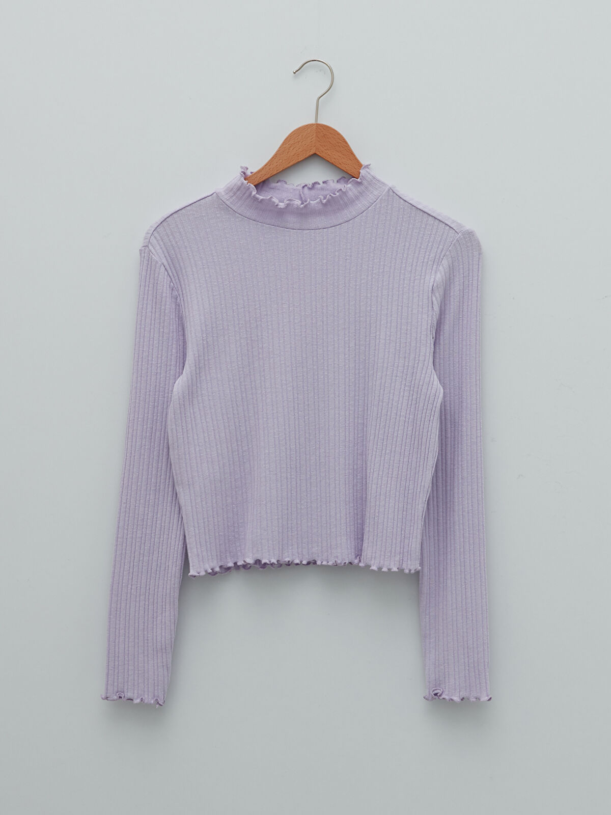 XSIDE Fırfırlı Dik Yaka Düz Uzun Kollu Kadın Kazak XSIDE Fırfırlı Dik Yaka Düz Uzun Kollu Kadın Kazak