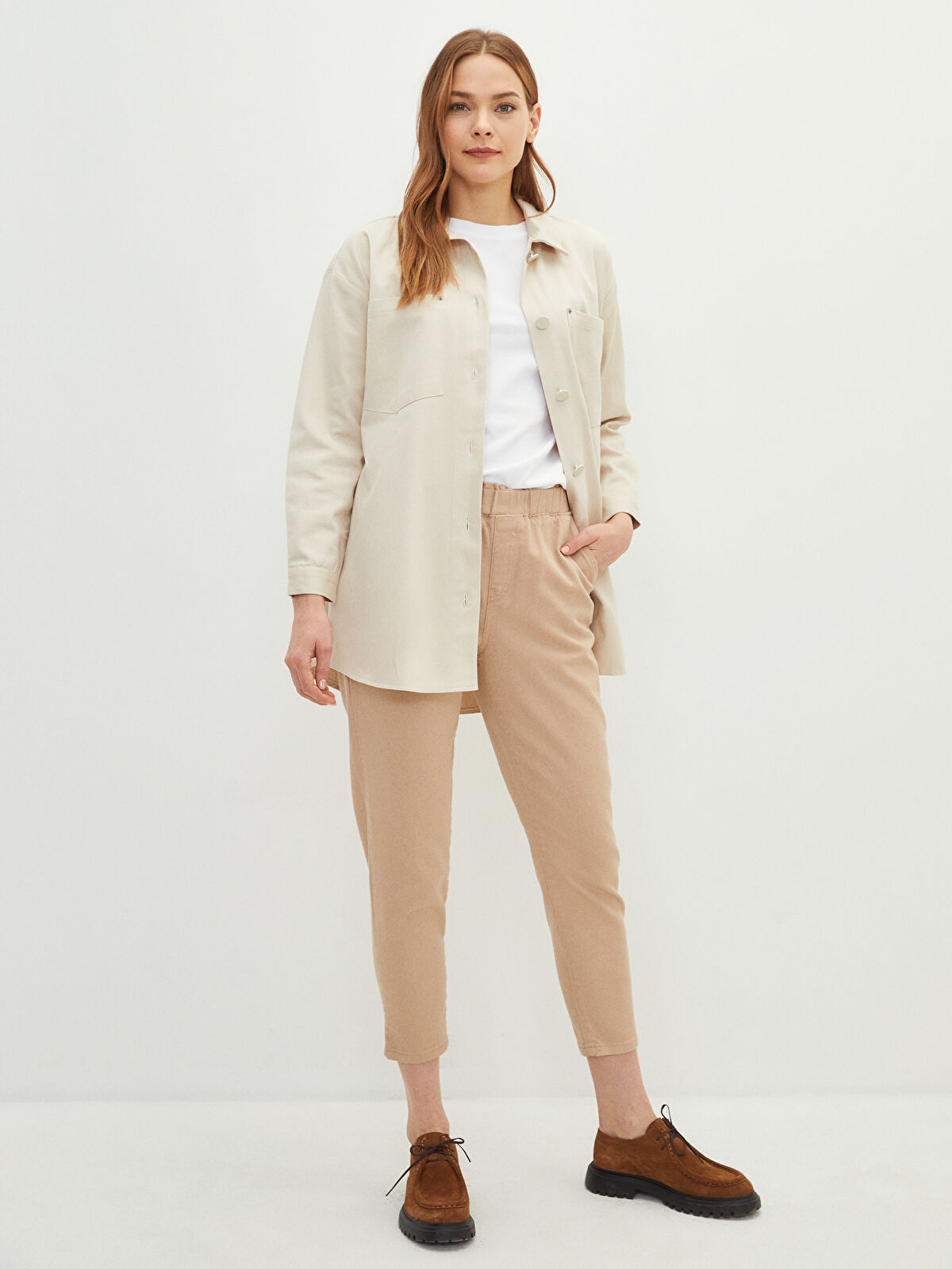 MODEST Rahat Kalıp Düz Cep Detaylı Gabardin Kumaş Kadın Pantolon