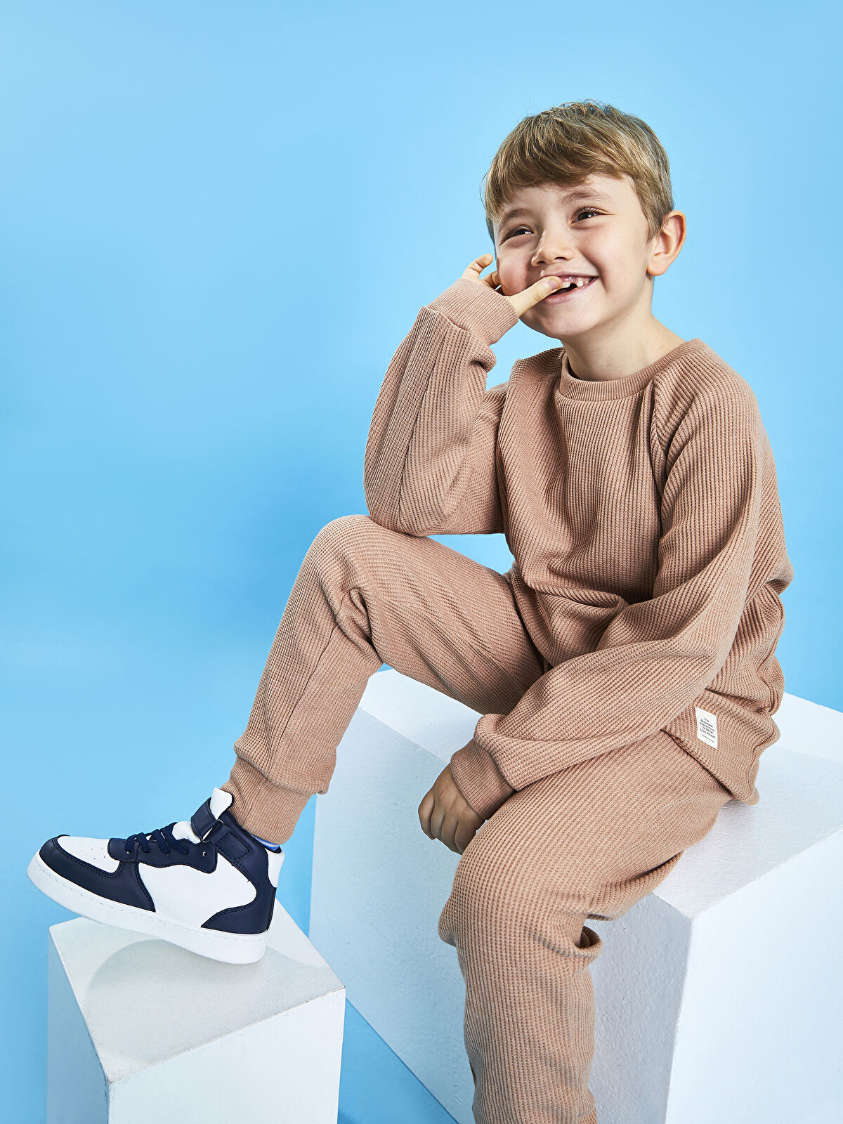 Bisiklet Yaka Basic Uzun Kollu Erkek Çocuk Sweatshirt