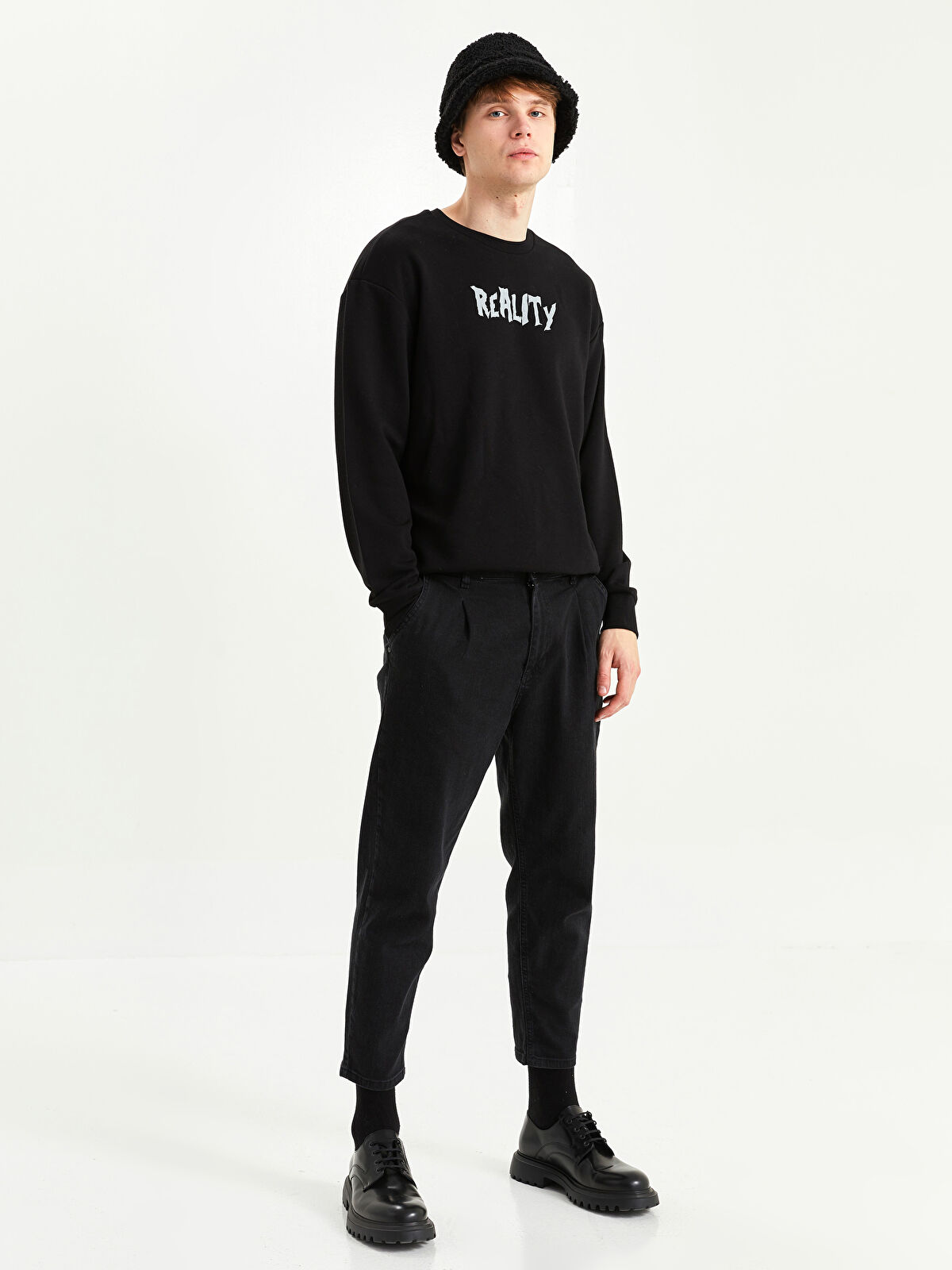 XSIDE Oversize Bisiklet Yaka Uzun Kollu Baskılı Erkek Sweatshirt