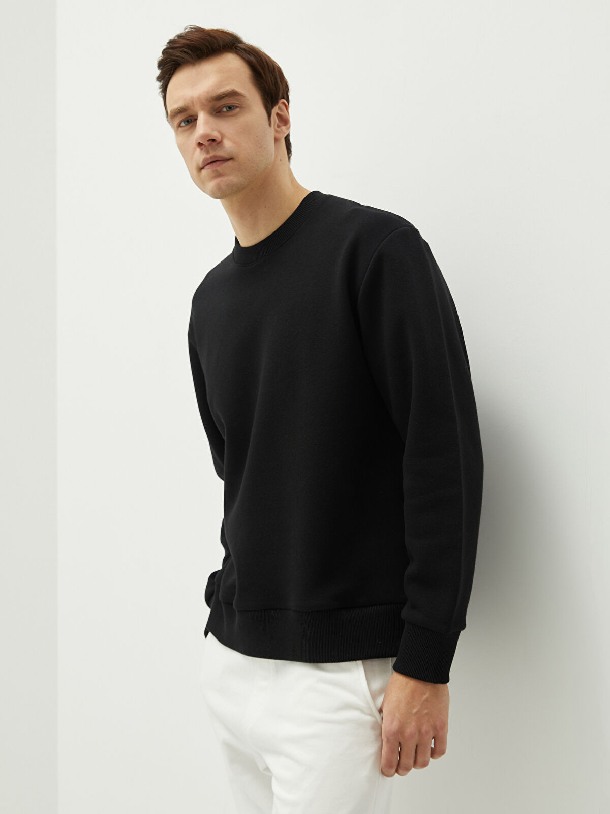 LCW BASIC Oversize Bisiklet Yaka Uzun Kollu Erkek Sweatshirt