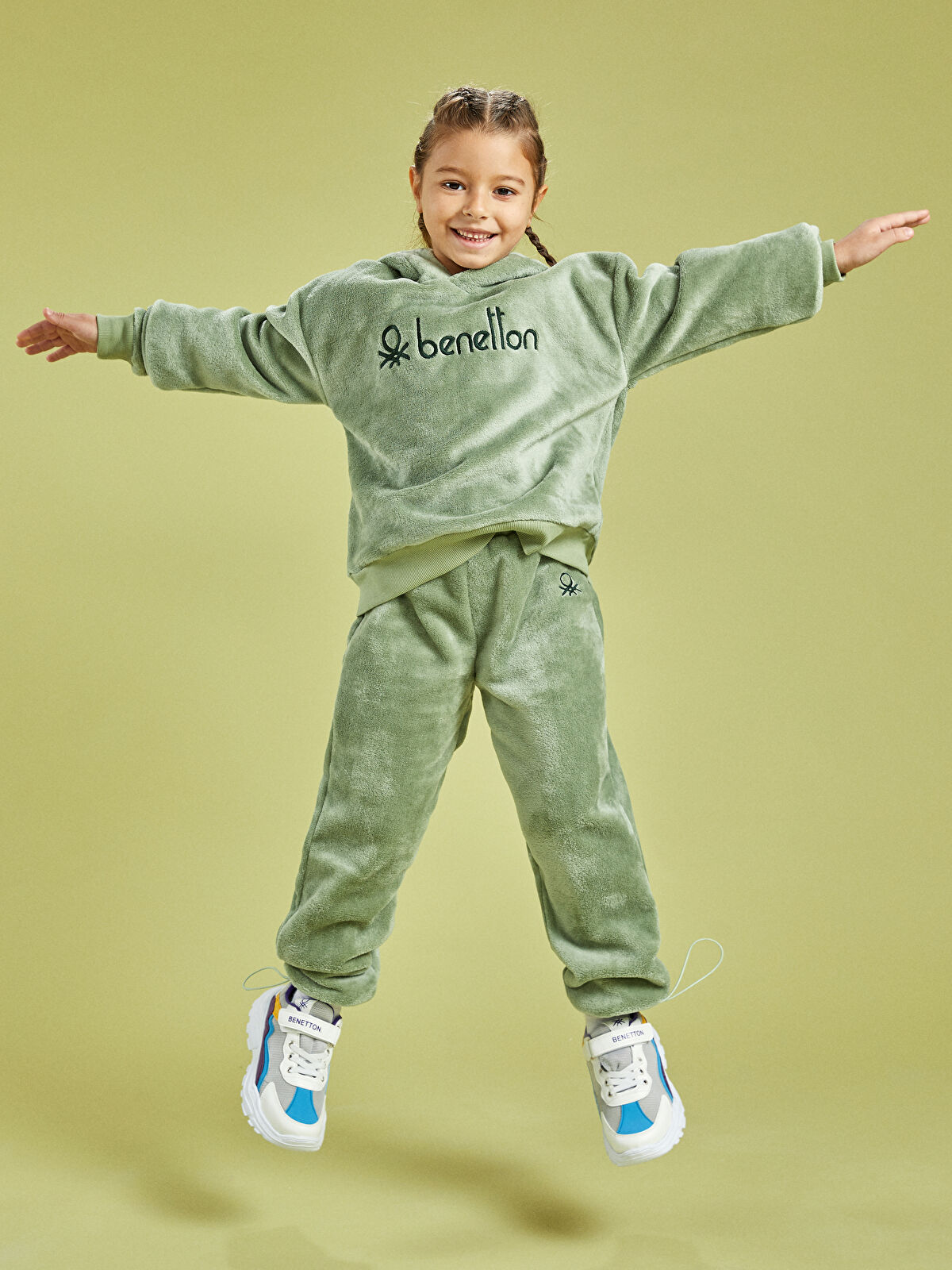 Benetton Beli Lastikli Nakış Detaylı Polar Kız Çocuk Eşofman Altı