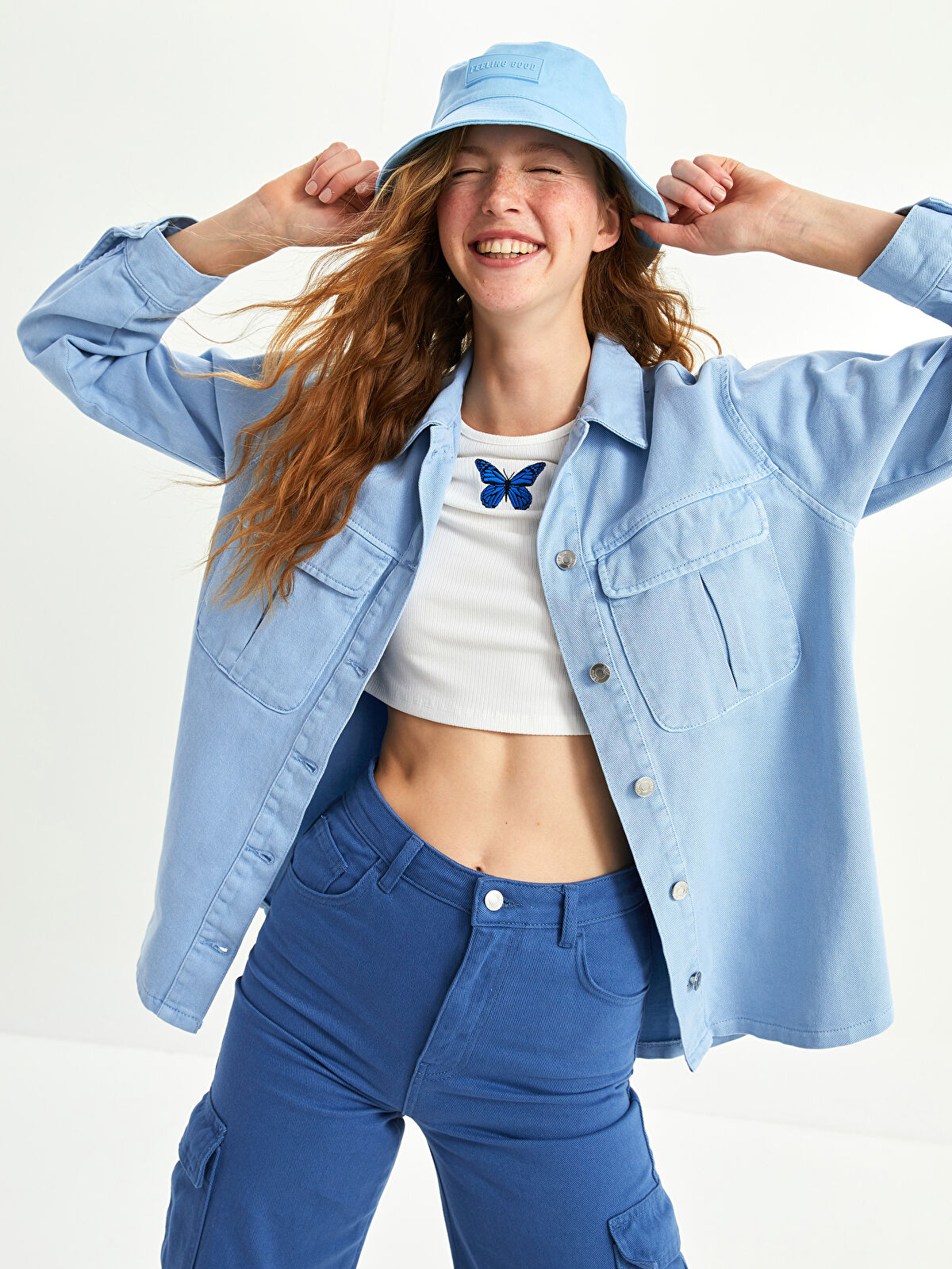 XSIDE Önden Düğme Kapamalı Düz Uzun Kollu Gabardin Kumaş Kadın Gömlek Ceket