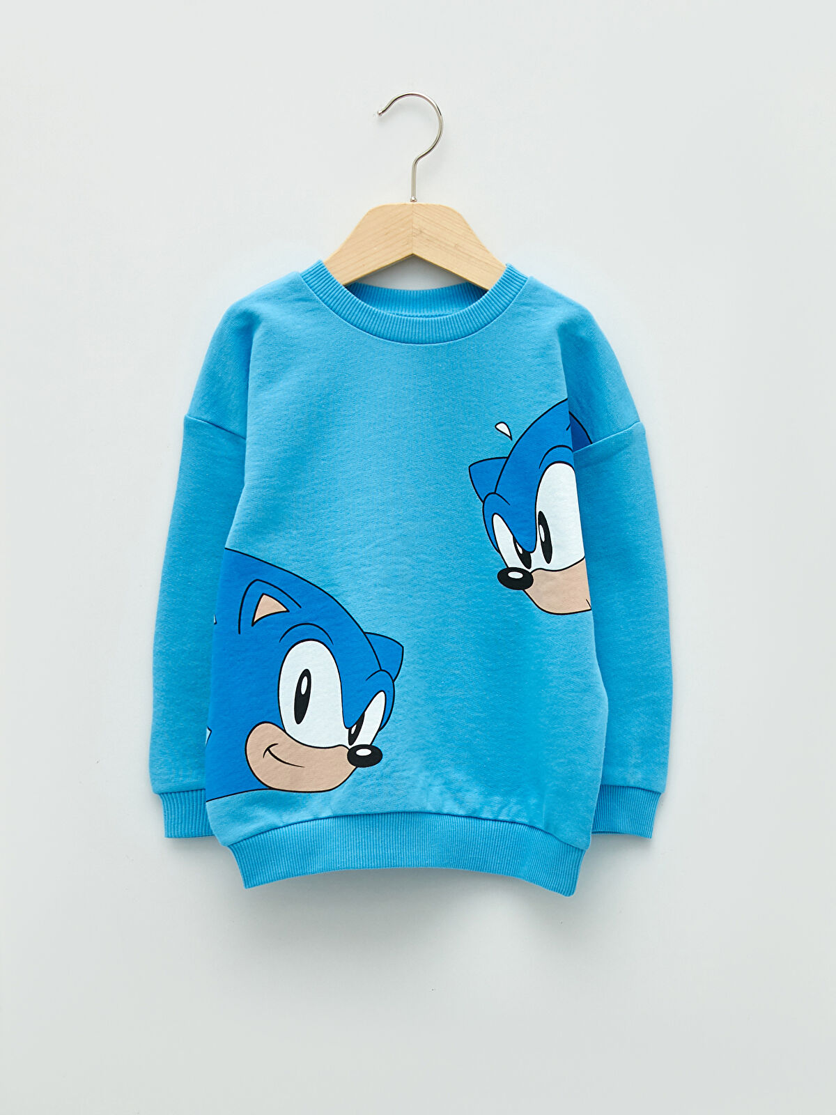 Bisiklet Yaka Uzun Kollu Sonic Baskılı Erkek Bebek Sweatshirt