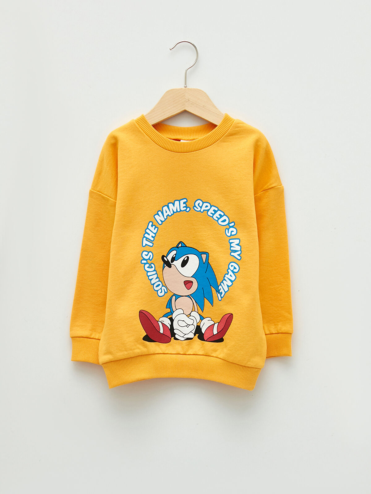 Bisiklet Yaka Uzun Kollu Sonic Baskılı Erkek Bebek Sweatshirt