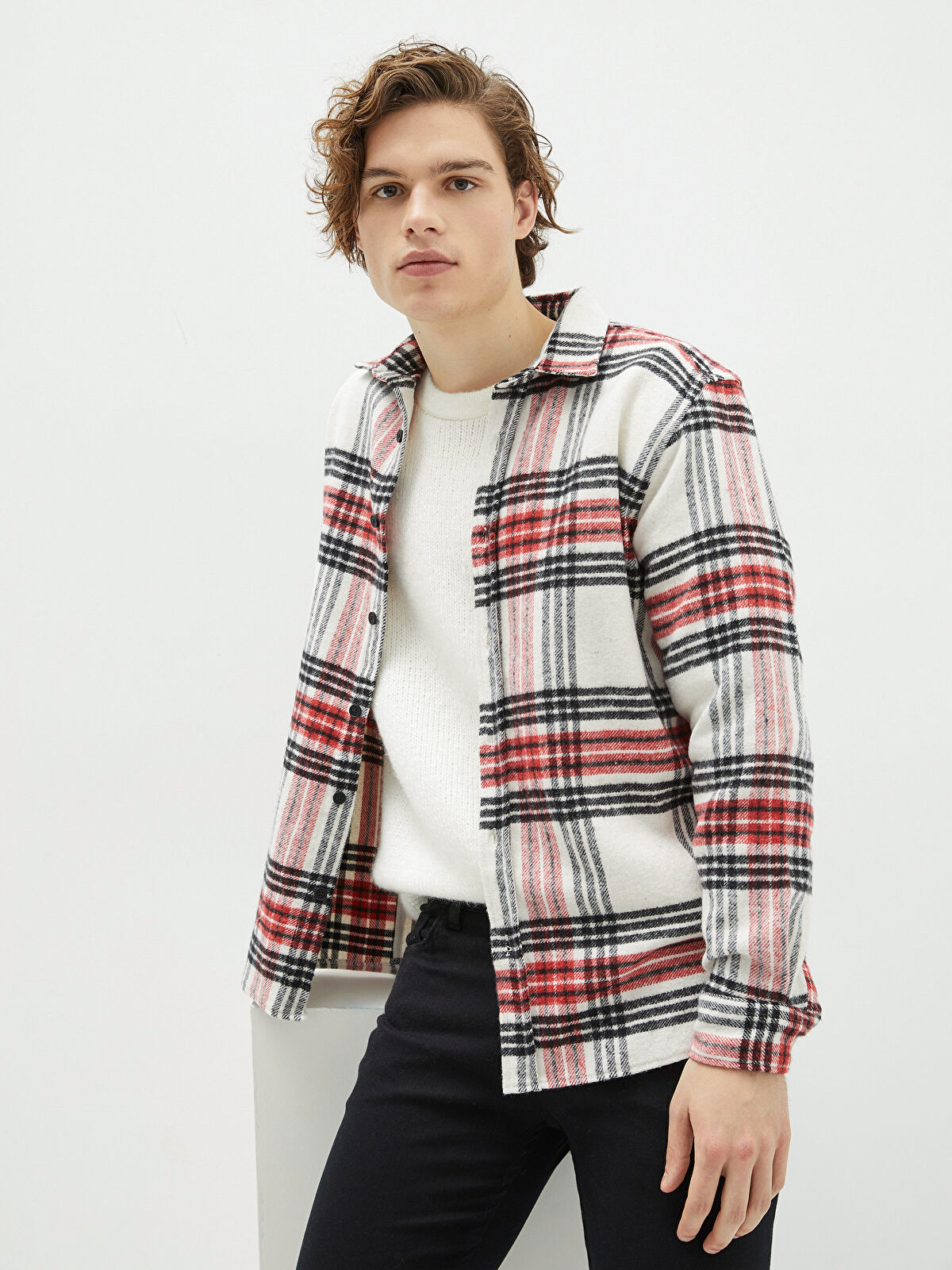 LCW CASUAL Regular Fit Uzun Kollu Ekose Erkek Gömlek Ceket