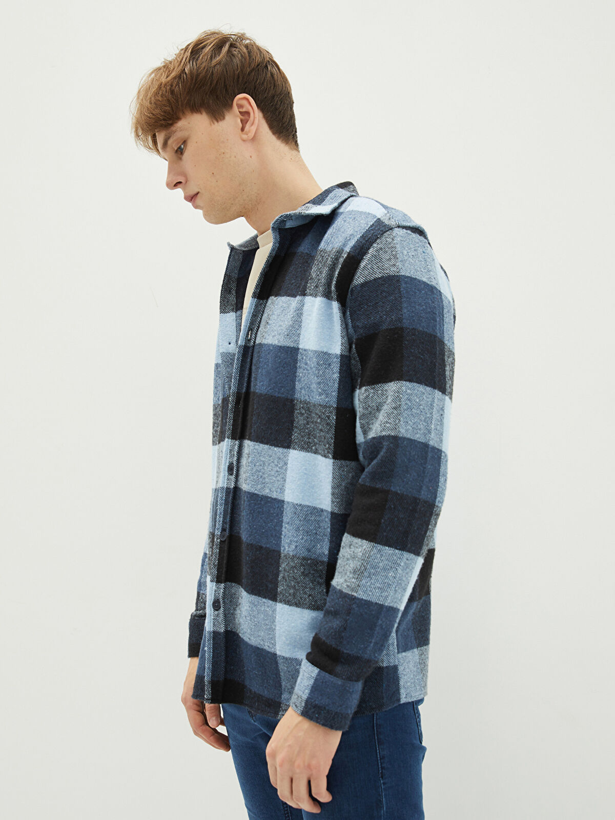 LCW CASUAL Regular Fit Uzun Kollu Ekose Erkek Gömlek Ceket