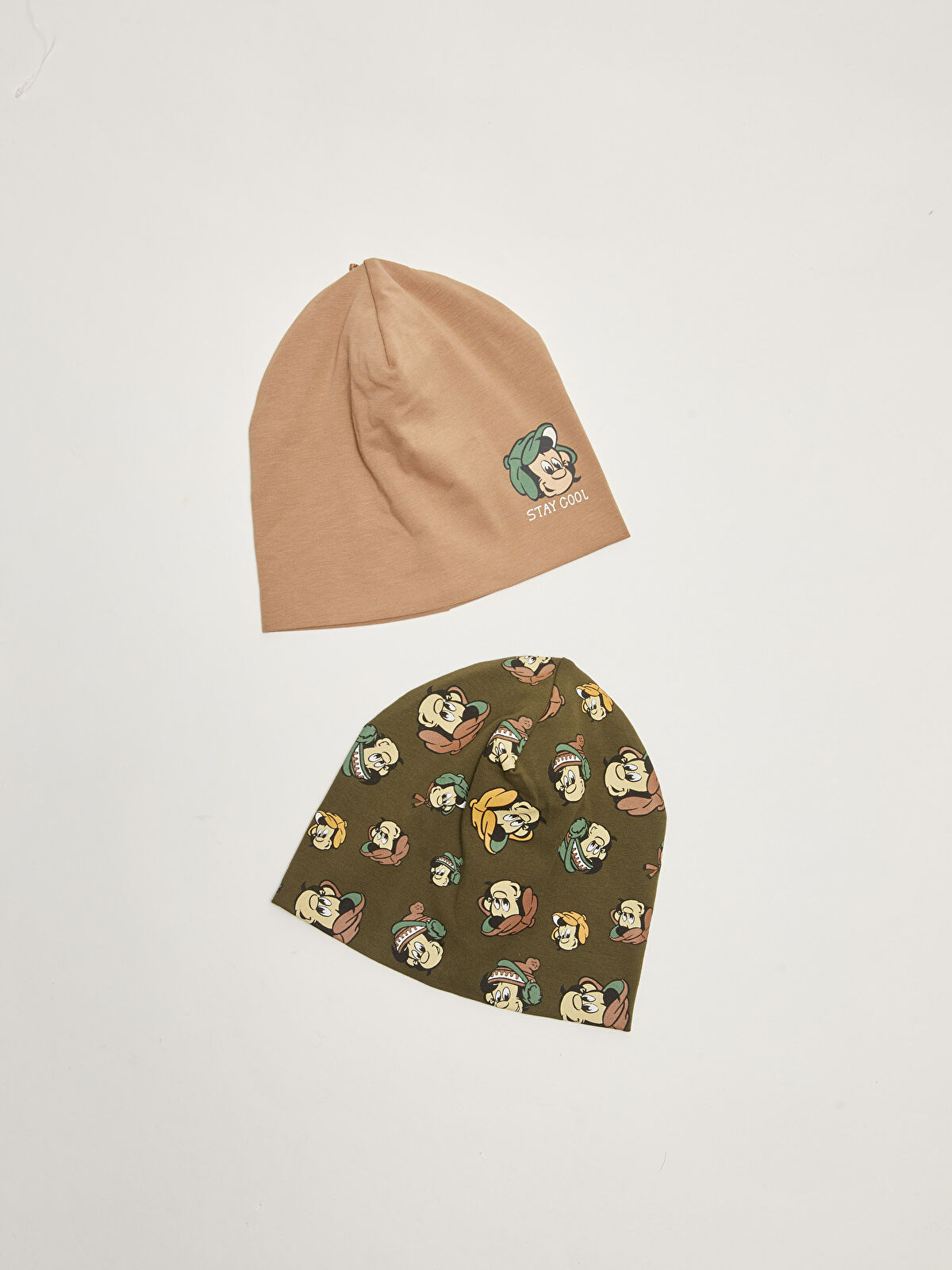 Nostaljik Maymun Baskılı Erkek Bebek Bere 2'li