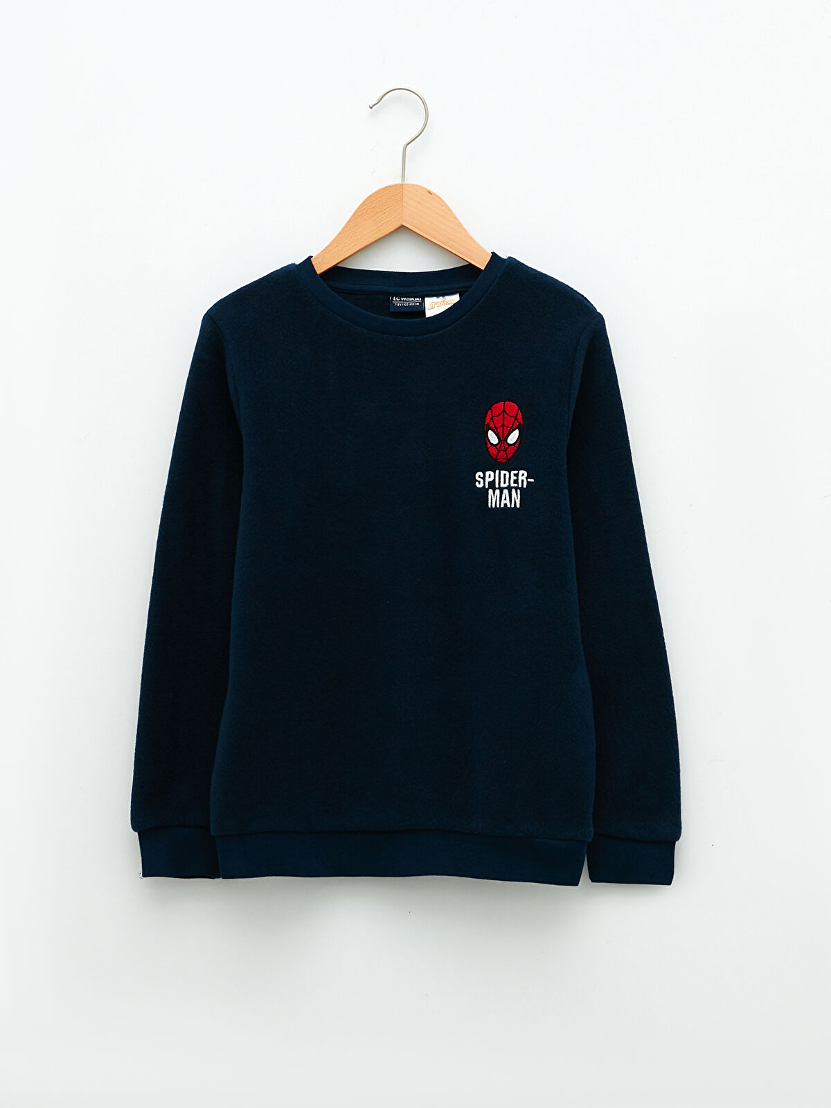 Bisiklet Yaka Spiderman Nakışlı Uzun Kollu Polar Erkek Çocuk Sweatshirt