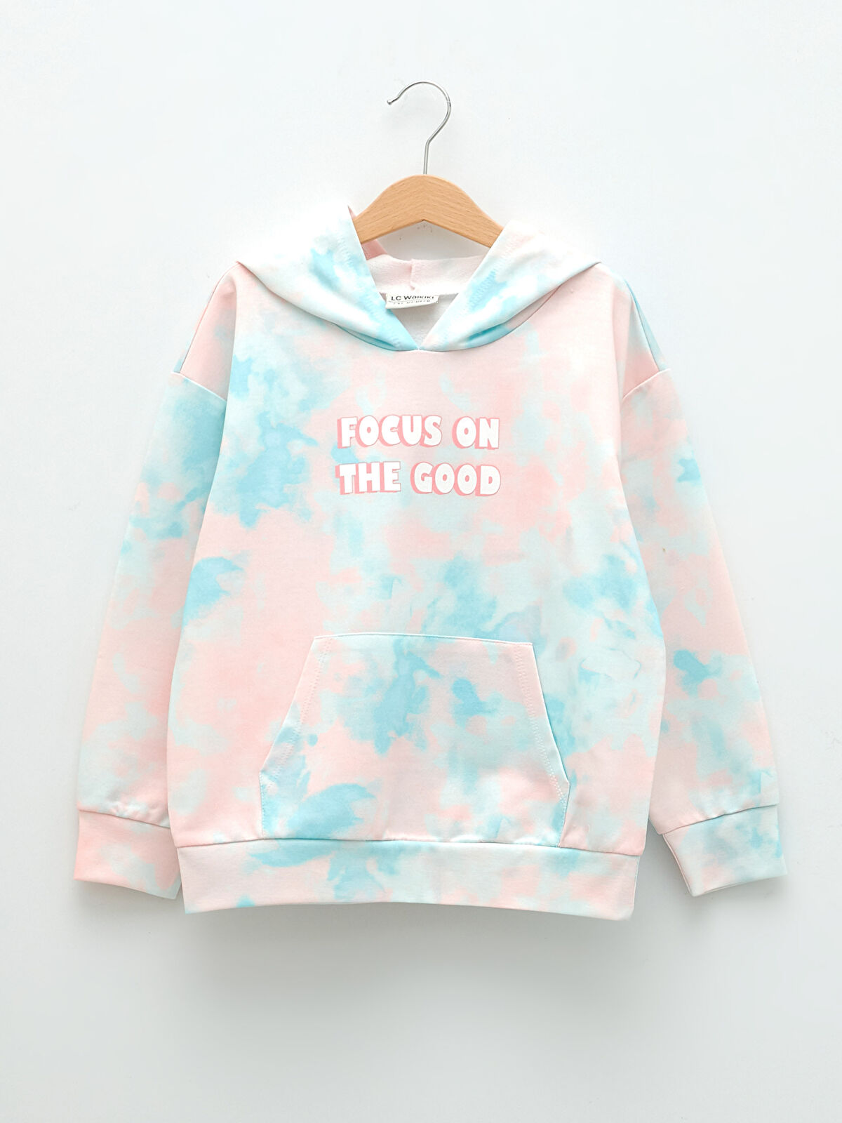 Kapüşonlu Batik Desenli Uzun Kollu Kız Çocuk Sweatshirt