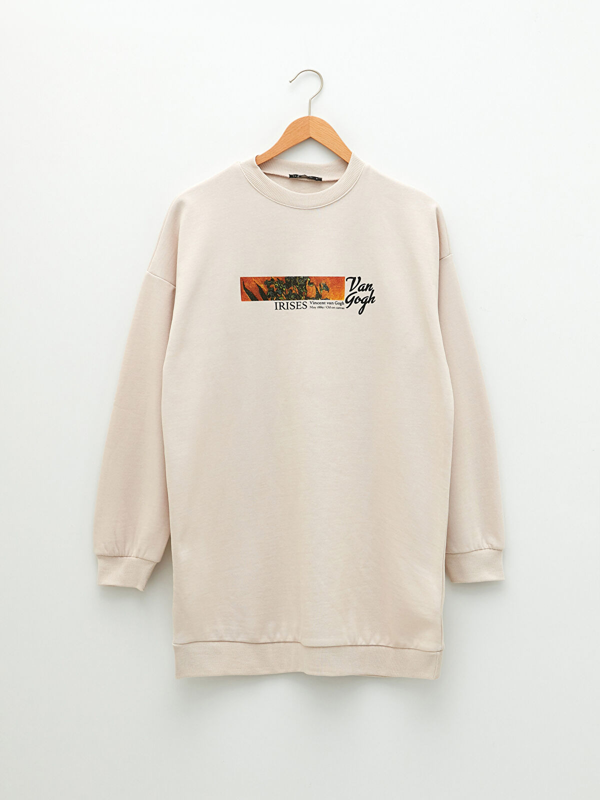 MODEST Bisiklet Yaka Vincent van Gogh Baskılı Uzun Kollu Oversize Kadın Tunik