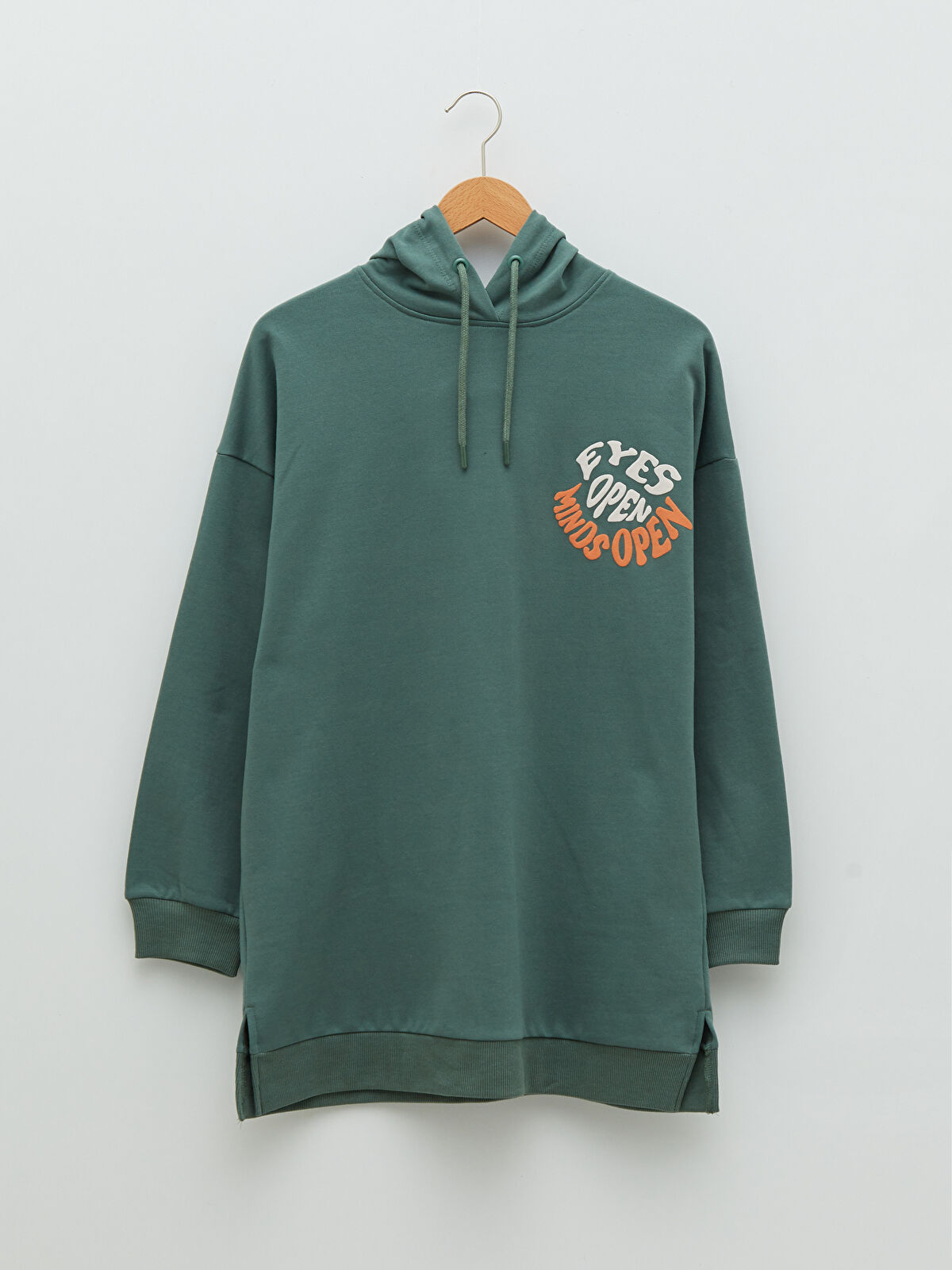 MODEST Kapüşonlu Desenli Uzun Kollu Oversize Kadın Tunik