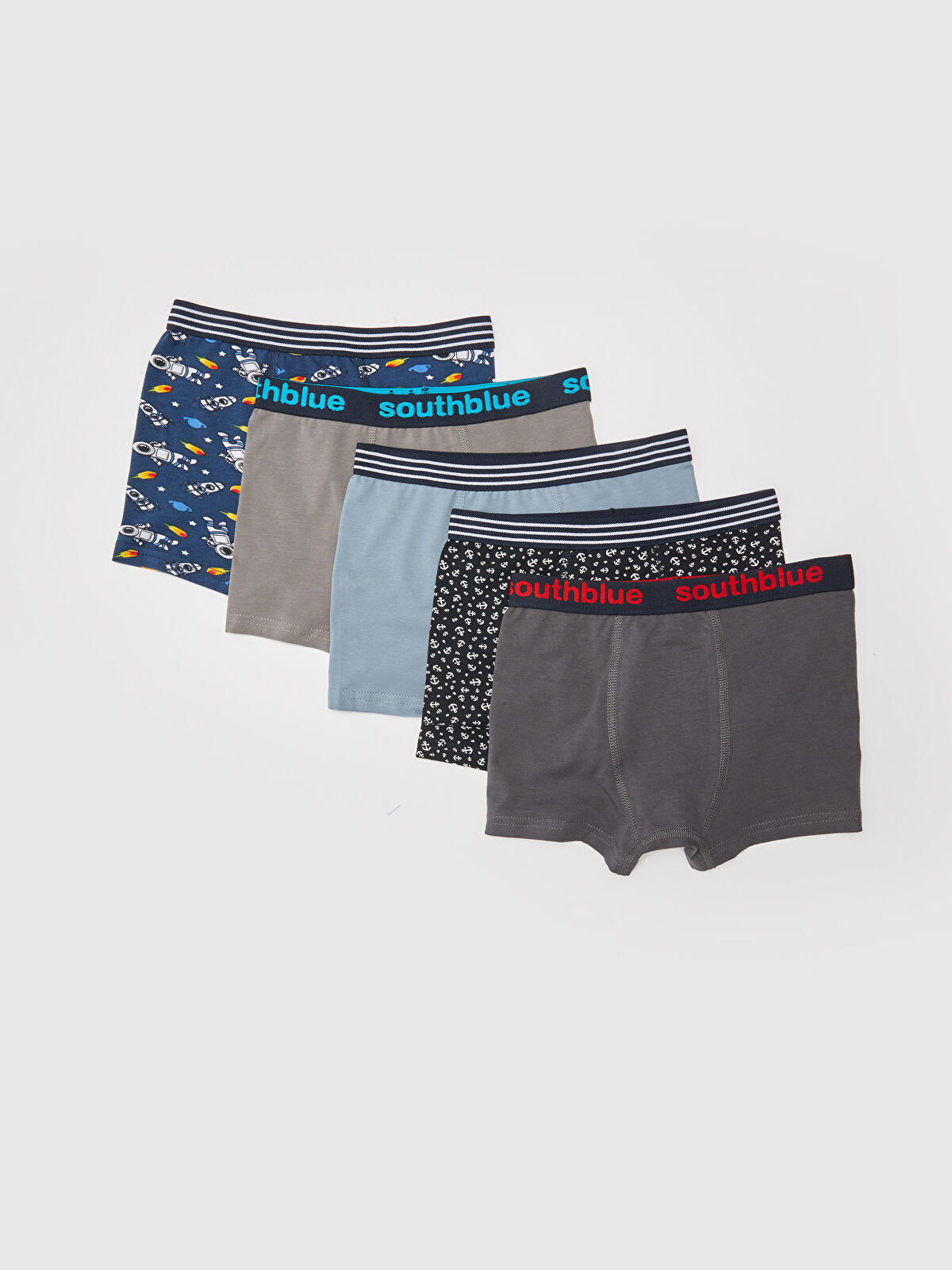 Desenli Pamuklu Erkek Çocuk Boxer 5'li